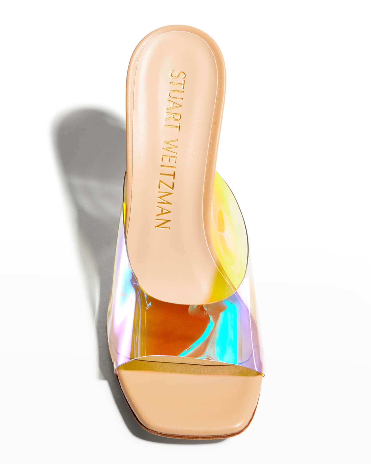 Stuart Weitzman Tia Transparent Wedge Slide Sandals | Neiman Marcus