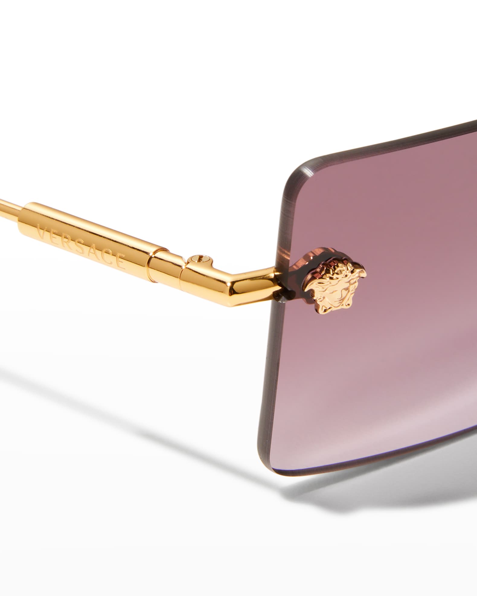 Versace Medusa Rimless Rectangle Metal Sunglasses | Neiman Marcus
