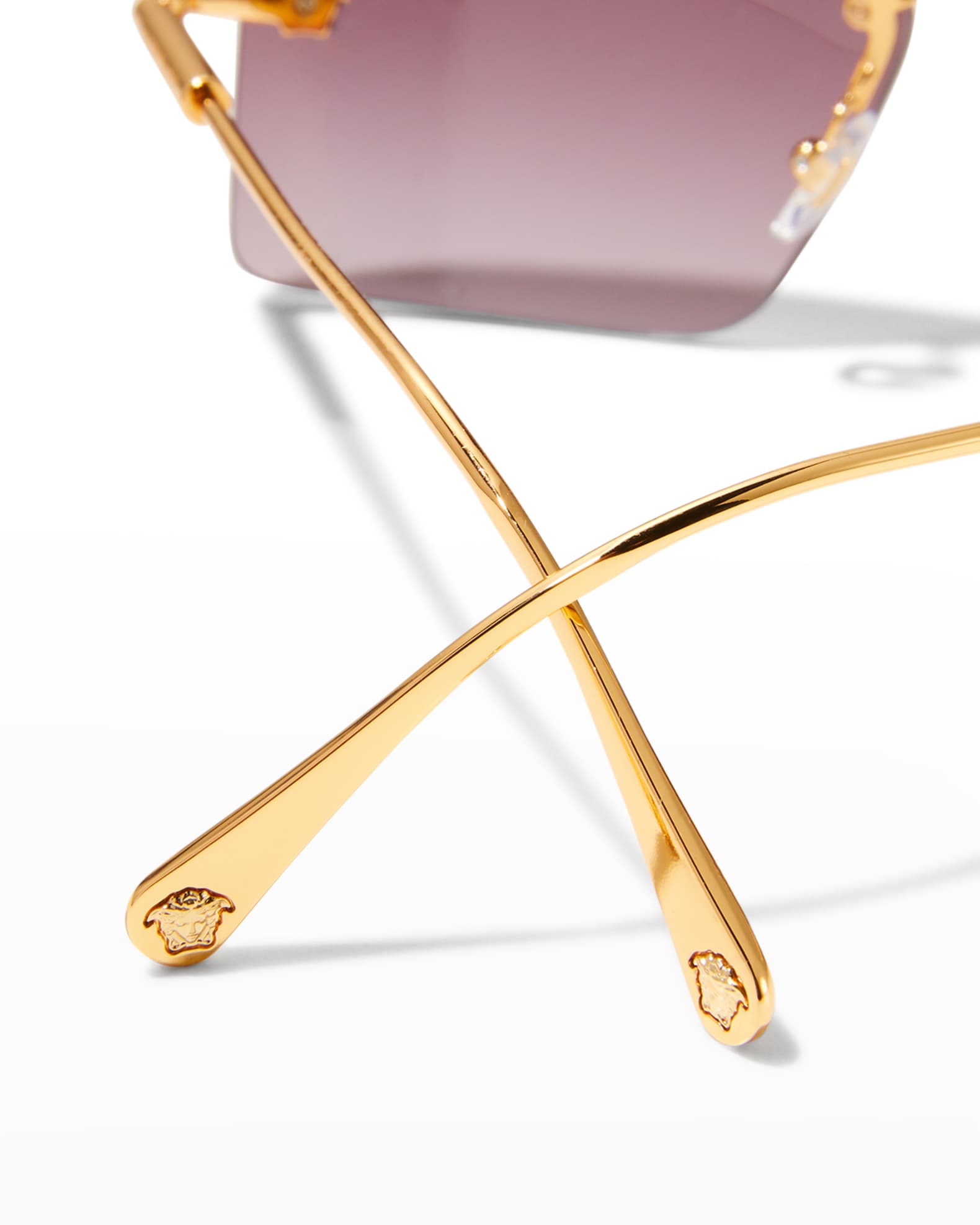 Versace Medusa Rimless Rectangle Metal Sunglasses | Neiman Marcus