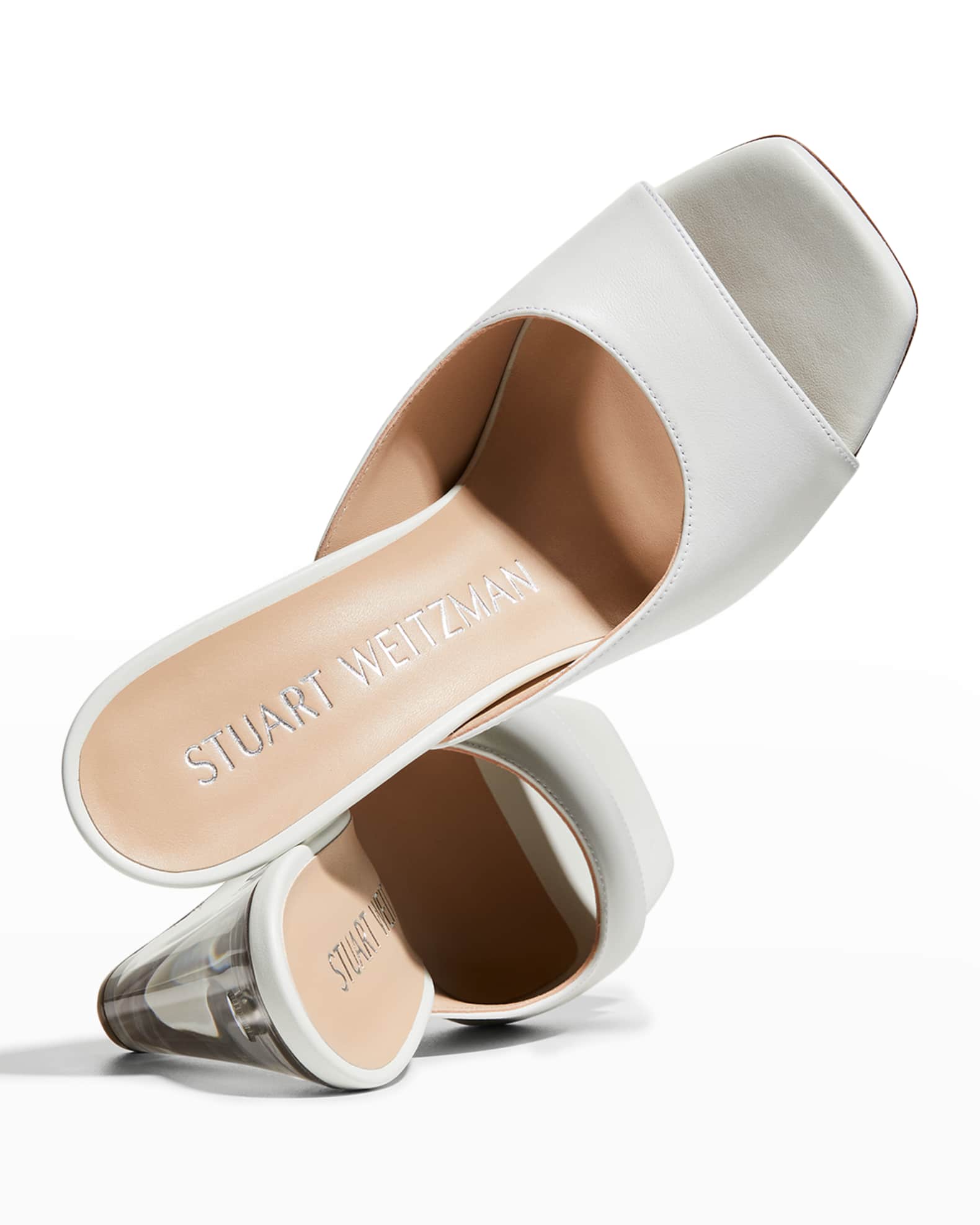 Stuart Weitzman Tia Transparent Wedge Slide Sandals | Neiman Marcus