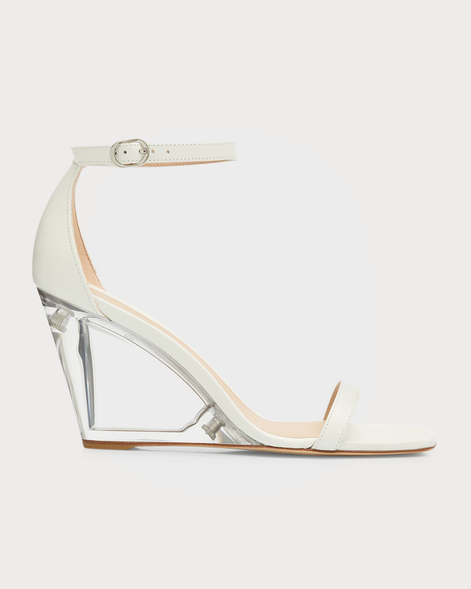 Stuart Weitzman Nudistlucite Leather Clear-Wedge Sandals | Neiman Marcus