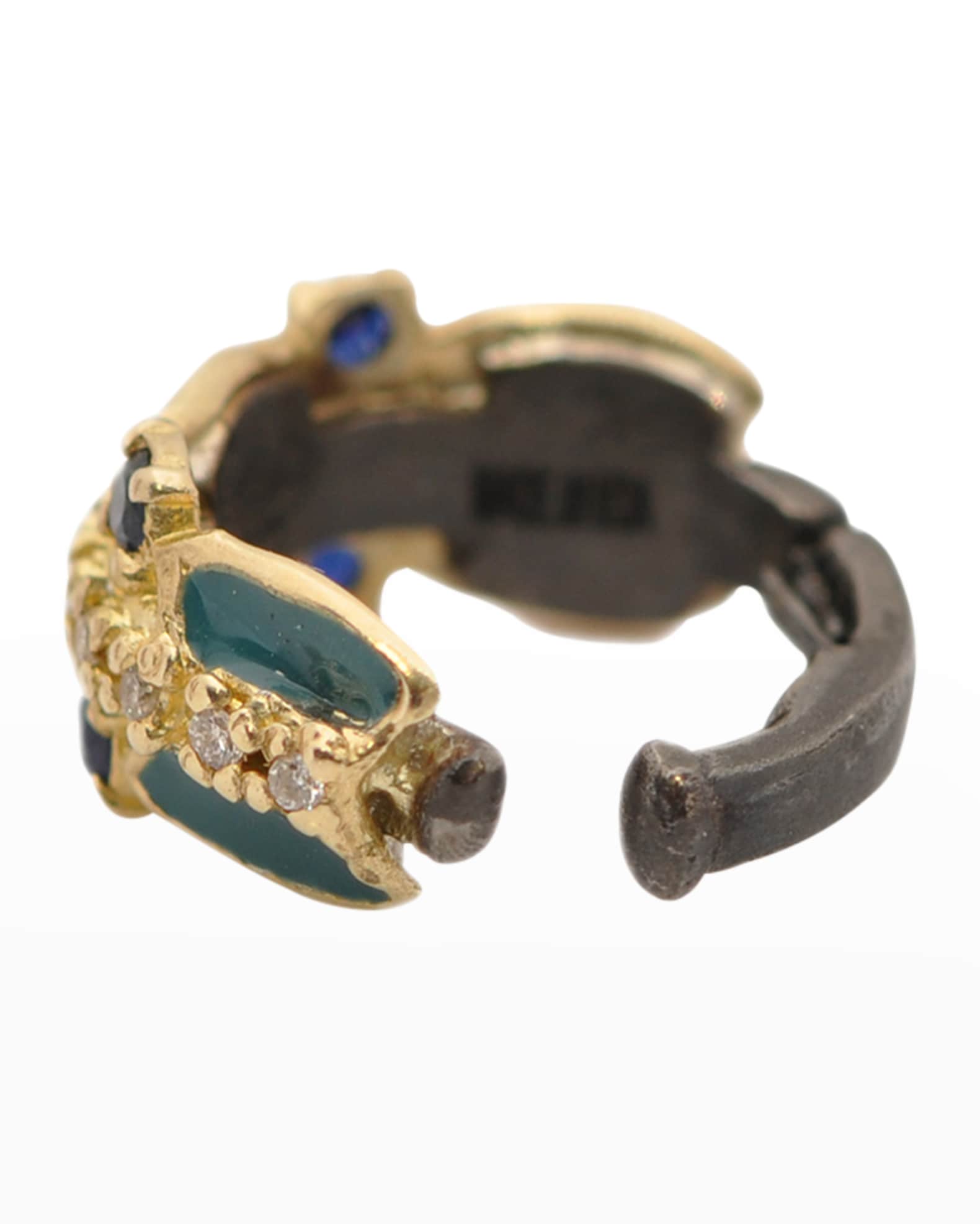 Armenta Old World Jade Enamel Scalloped Ear Cuff, Single | Neiman Marcus