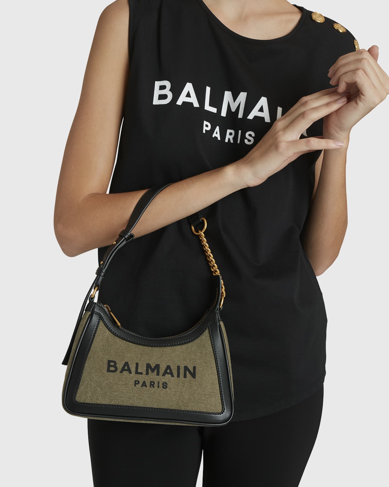 B Army Shoulder Bag in Canvas and Leather | Neiman Marcus