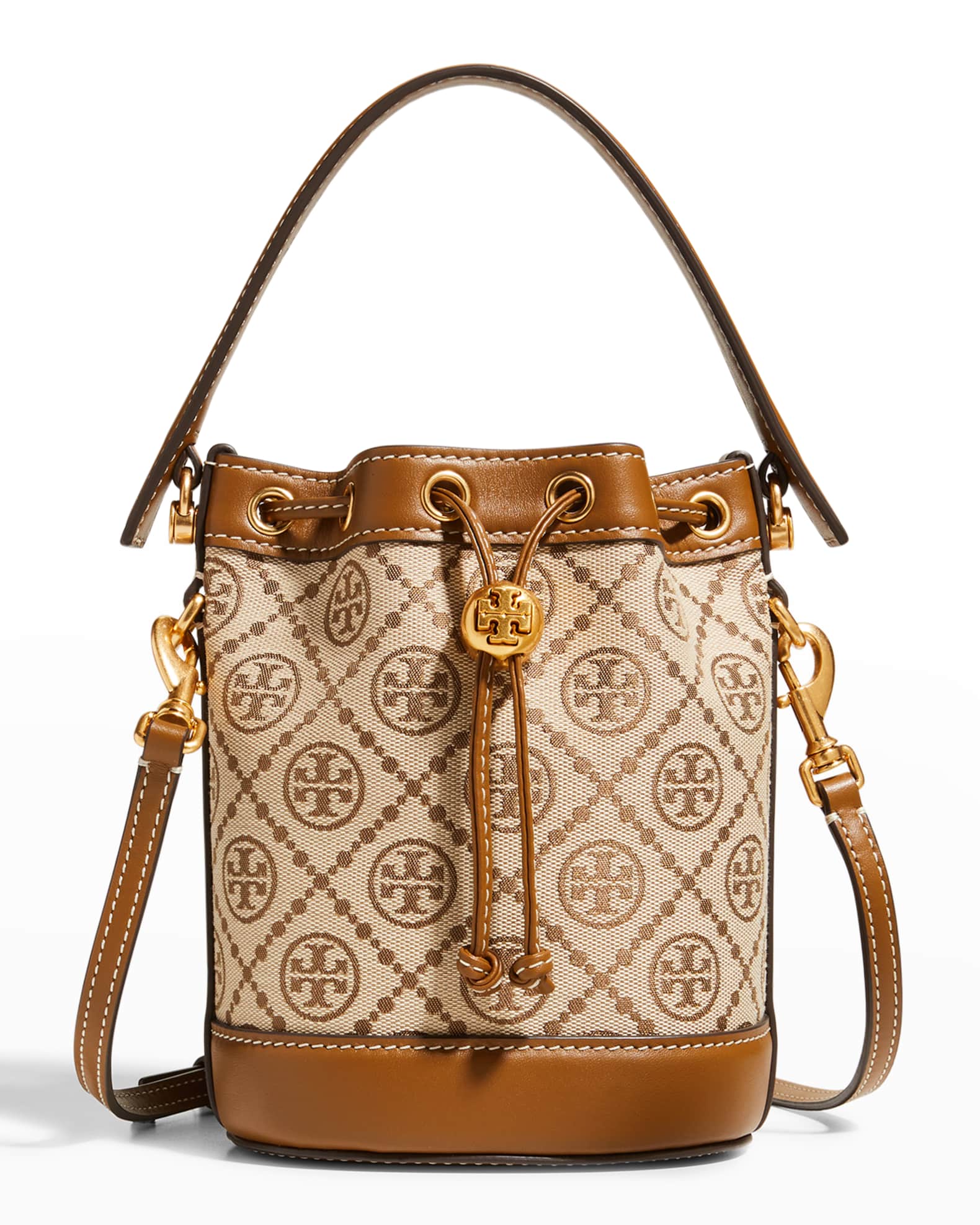 Tory Burch Mini T Monogram Jacquard Bucket Bag | Neiman Marcus
