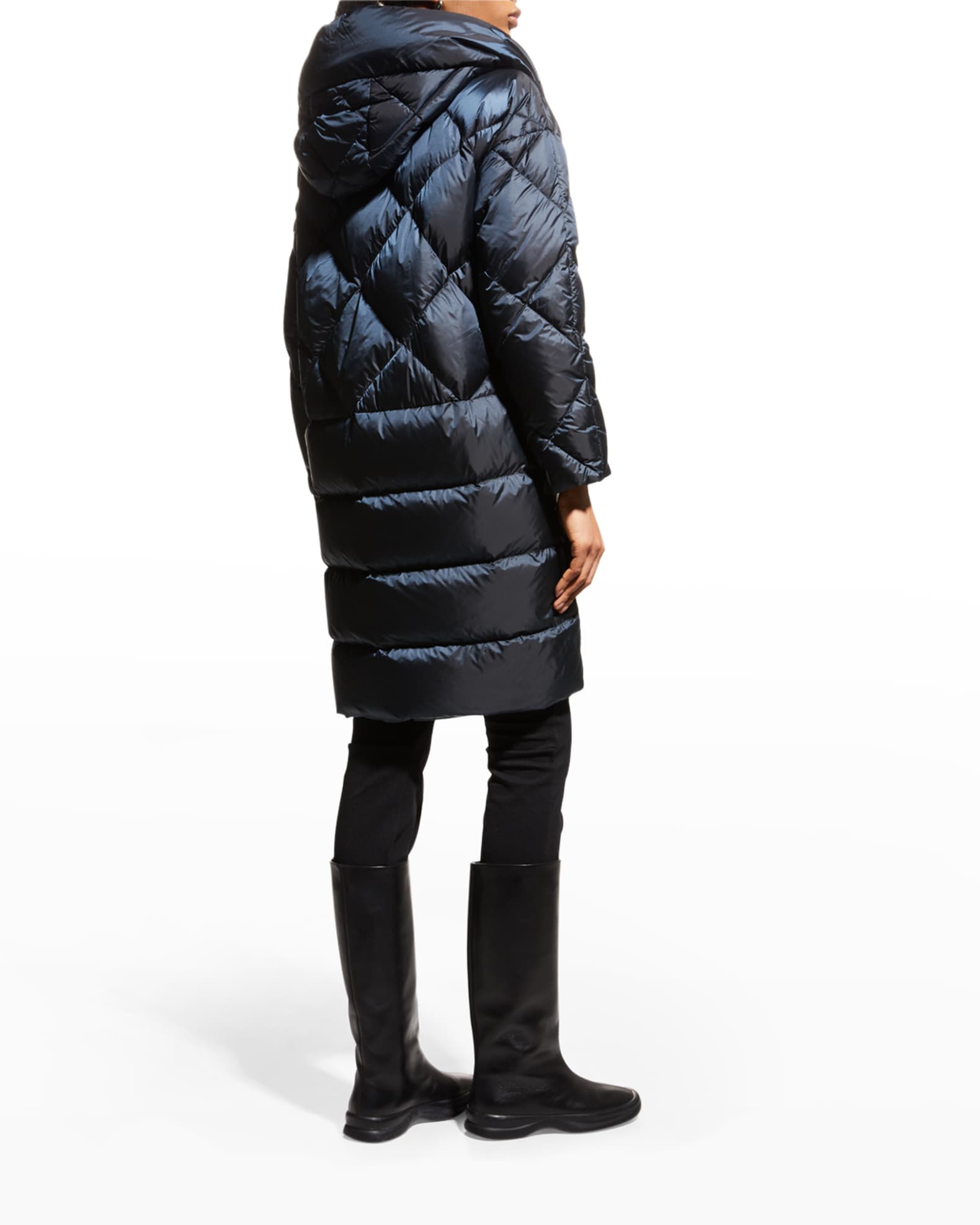 Max Mara Trefe Long Hooded Puffer Jacket | Neiman Marcus