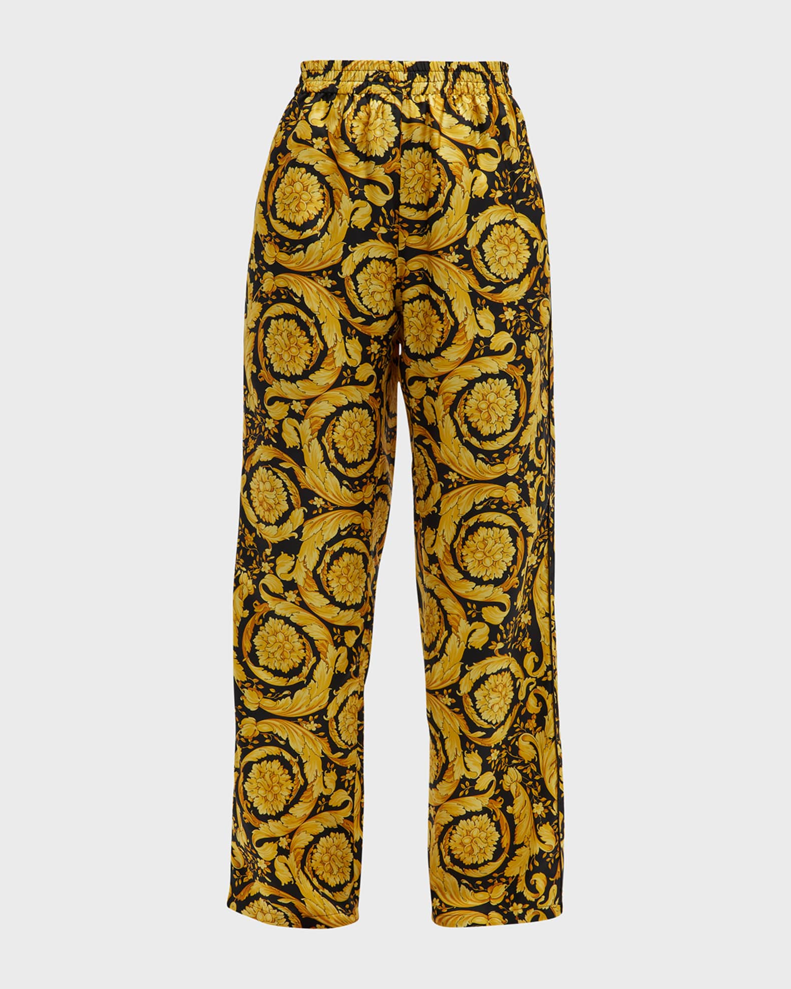 Versace Barocco-Print Silk Pajama Pants | Neiman Marcus