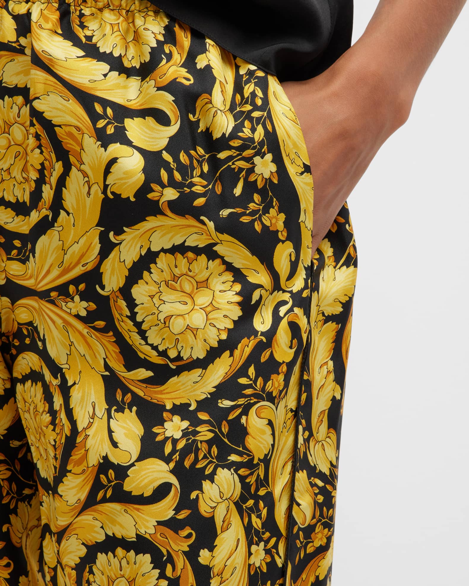 Versace Barocco-Print Silk Pajama Pants | Neiman Marcus