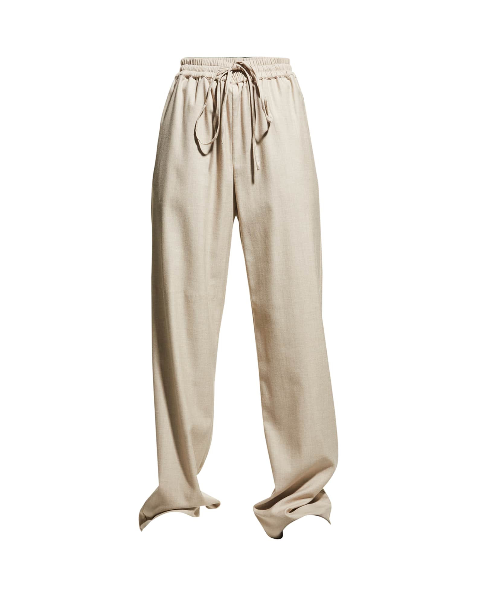 Co Drawstring Elastic Wide-Leg Pants | Neiman Marcus