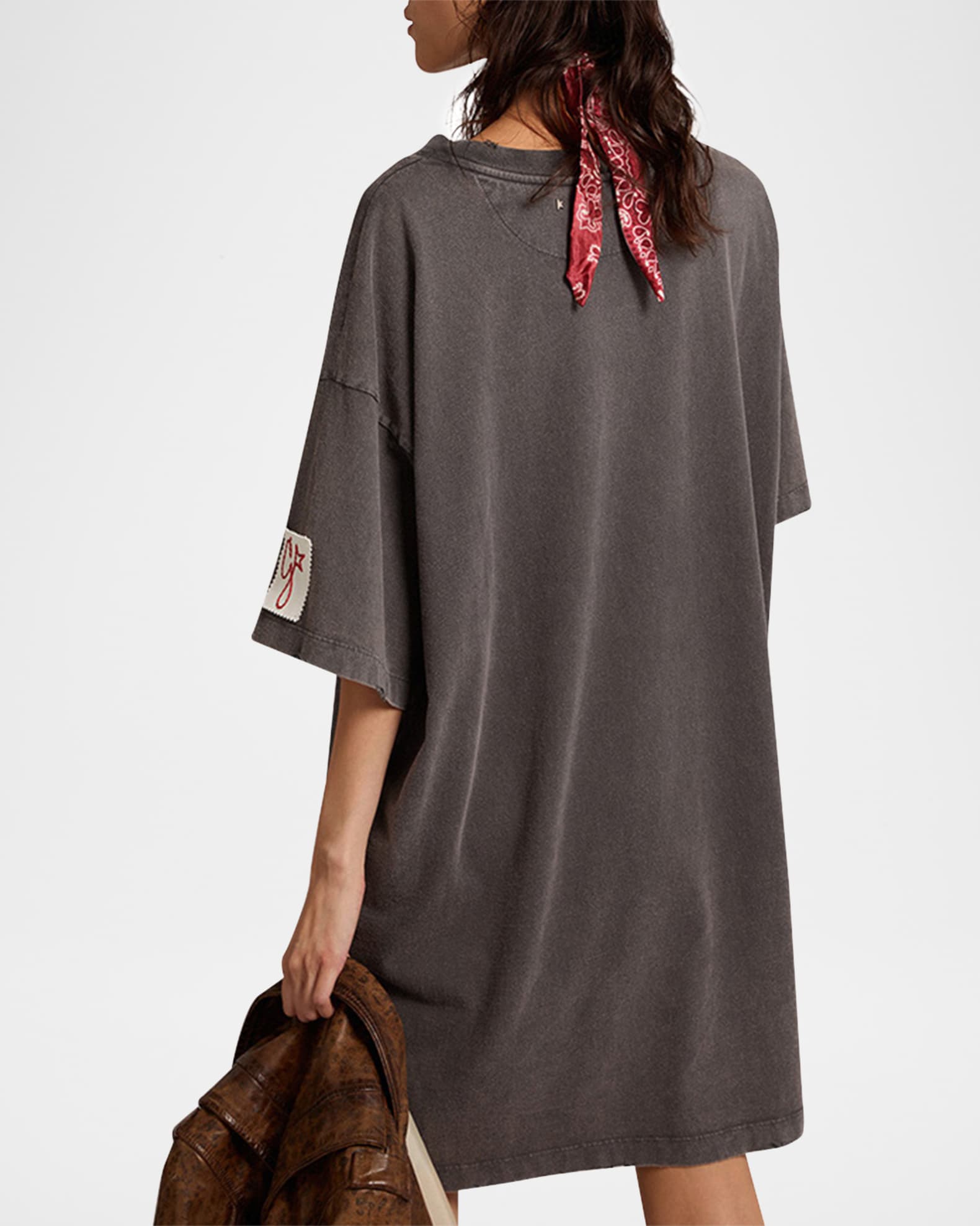Golden Goose Distressed Logo T-Shirt Dress | Neiman Marcus