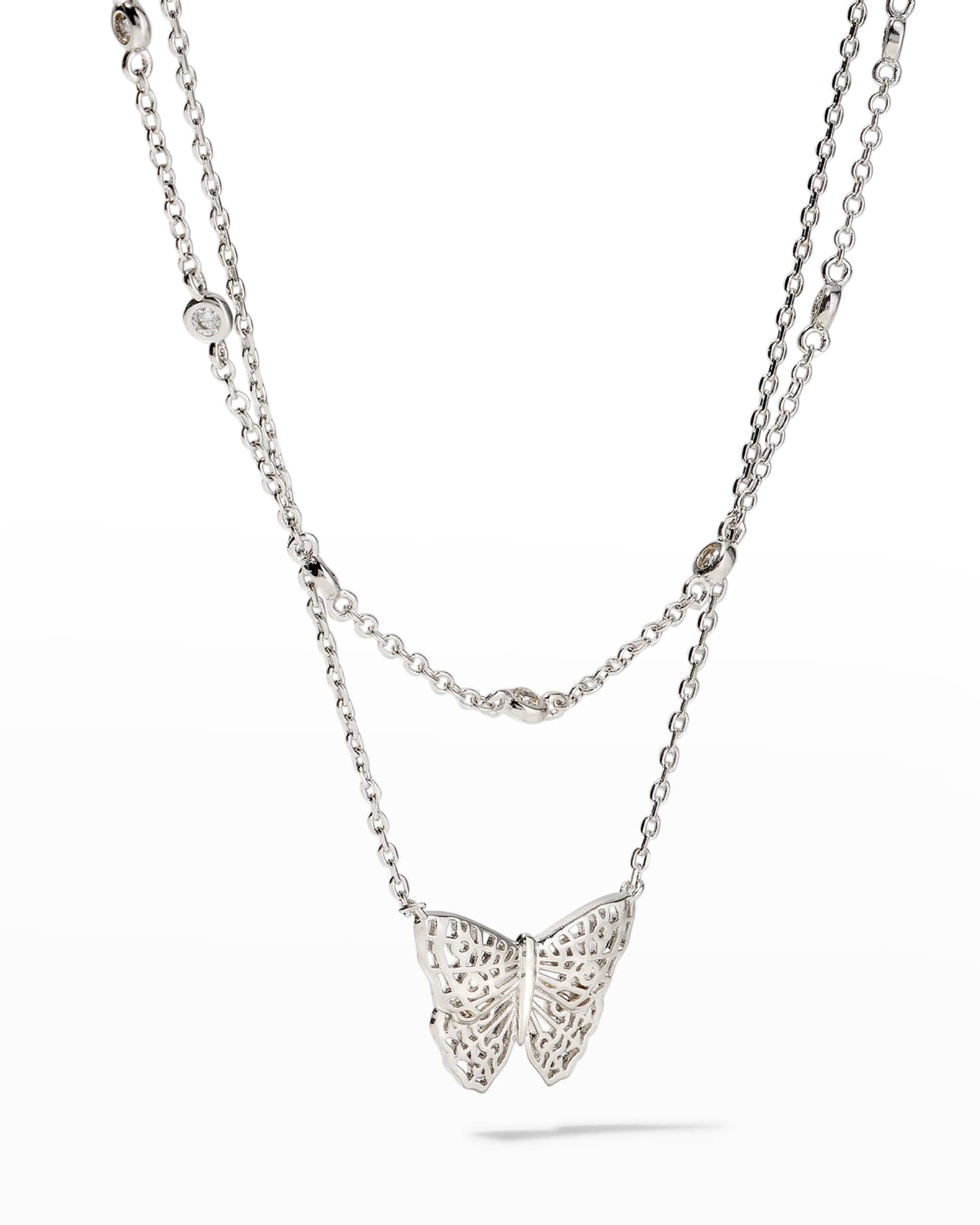 Kendra Scott Hadley Butterly Pendant Multi-Strand Necklace, Rhodium ...