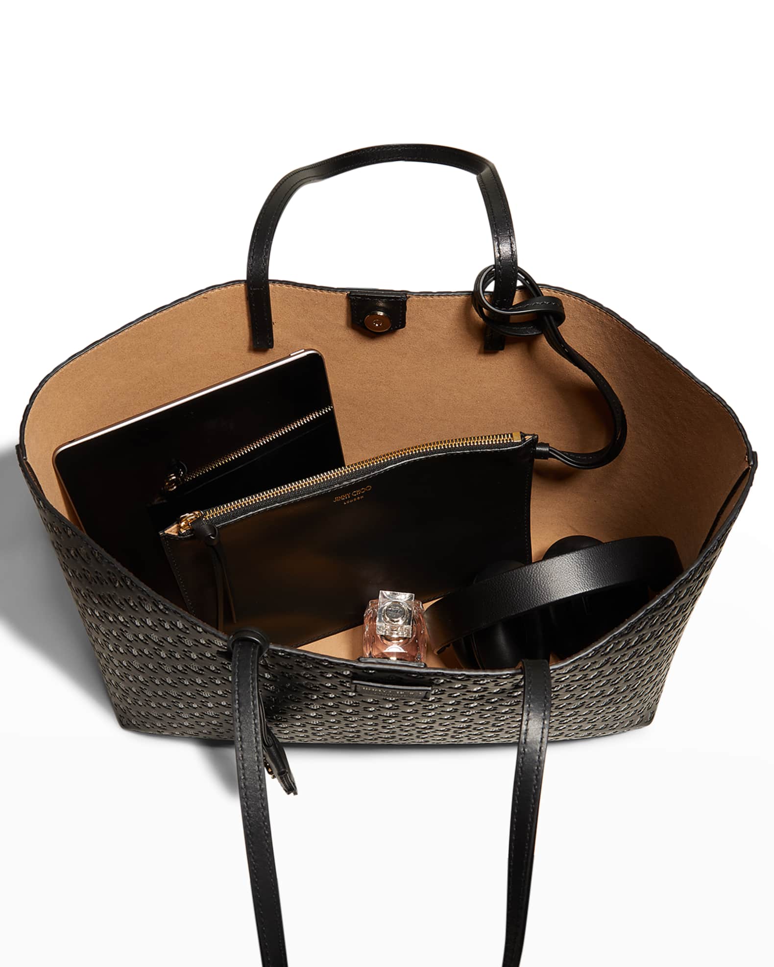 Jimmy Choo Nine2Five Monogram-Embossed Tote Bag | Neiman Marcus