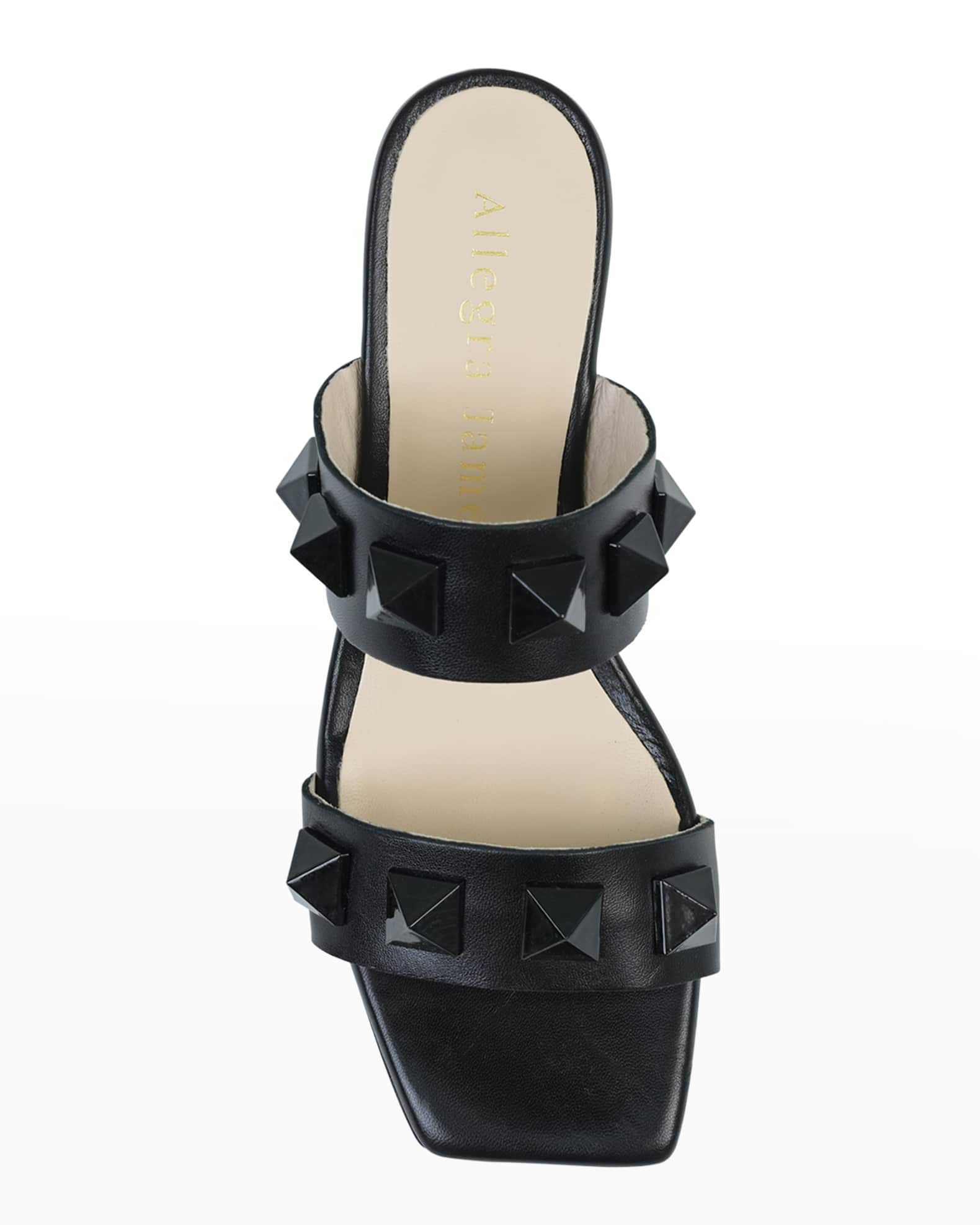 Allegra James Lena Leather Stud Mule Sandals | Neiman Marcus