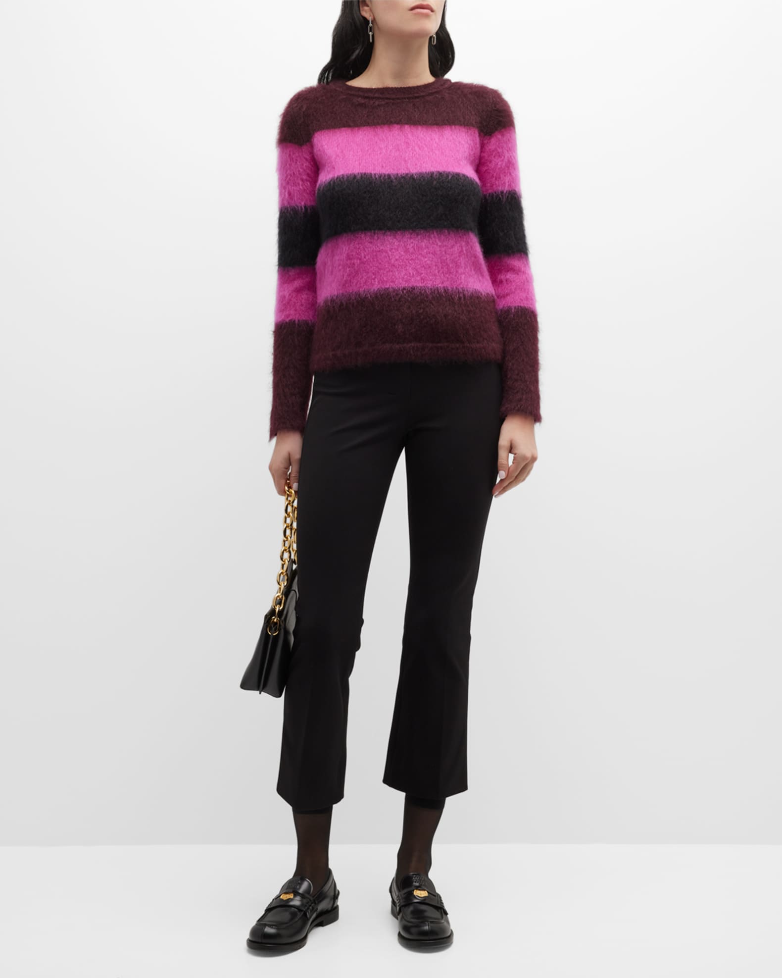 Max Mara Ulivo Colorblock Striped Wool Sweater | Neiman Marcus