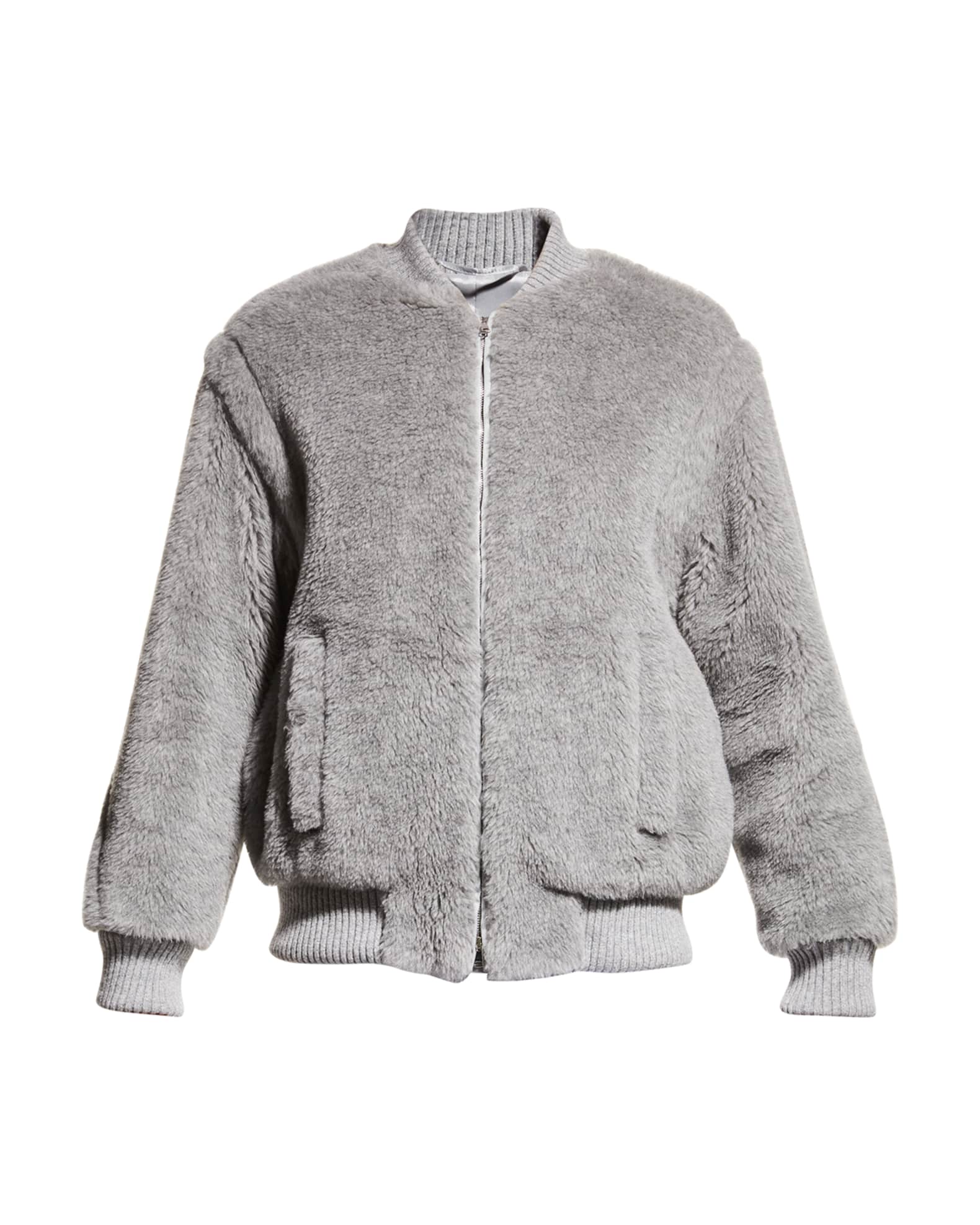 Max Mara Terry Teddy Oversized Bomber Jacket | Neiman Marcus