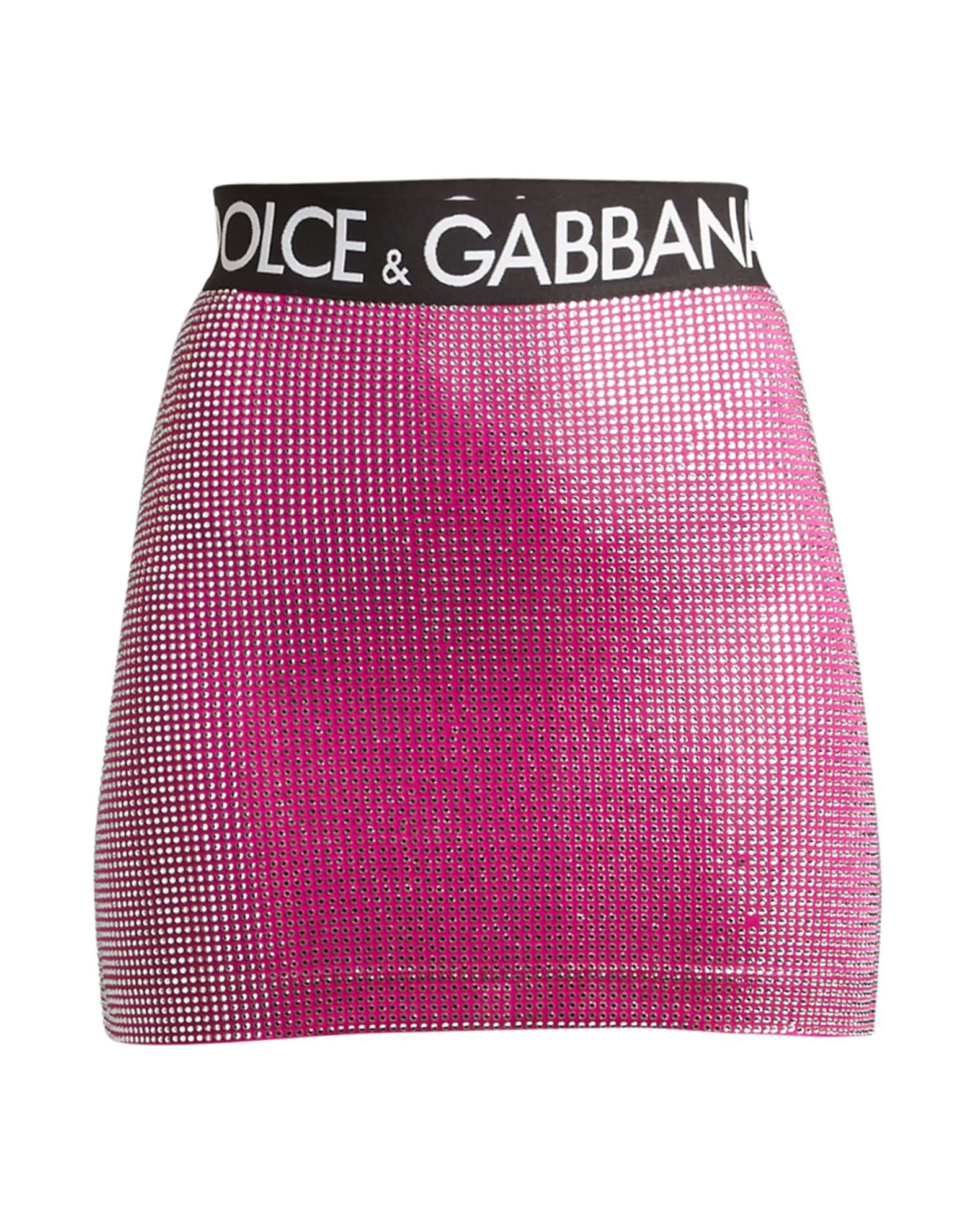 Dolceandgabbana Logo Band Strass Embellished Jersey Mini Skirt Neiman