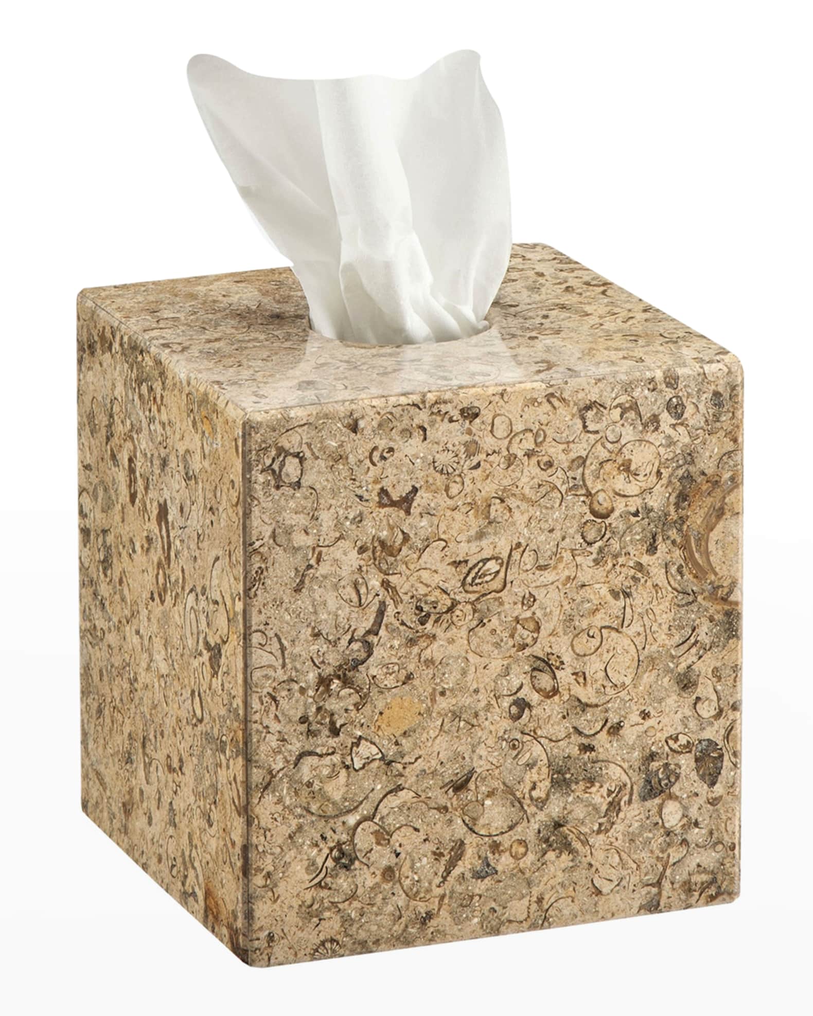 Marble Crafter Fossil Stone Polished Tissue Box Holder | Neiman Marcus