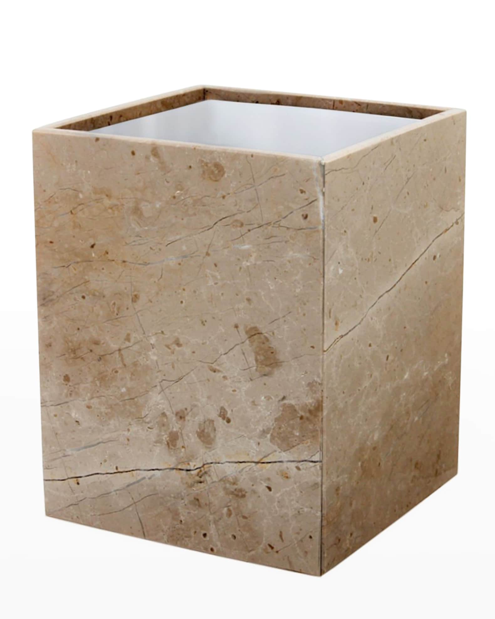 Marble Crafter Myrtus Polished Marble Square Waste Bin with Liner ...