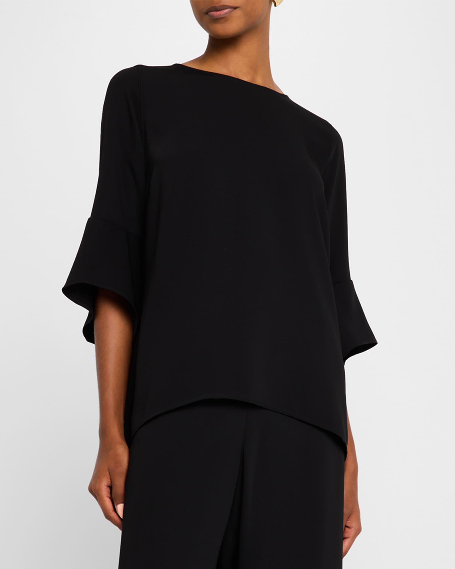 Caroline Rose Julia Bell-Sleeve Crepe Tunic | Neiman Marcus