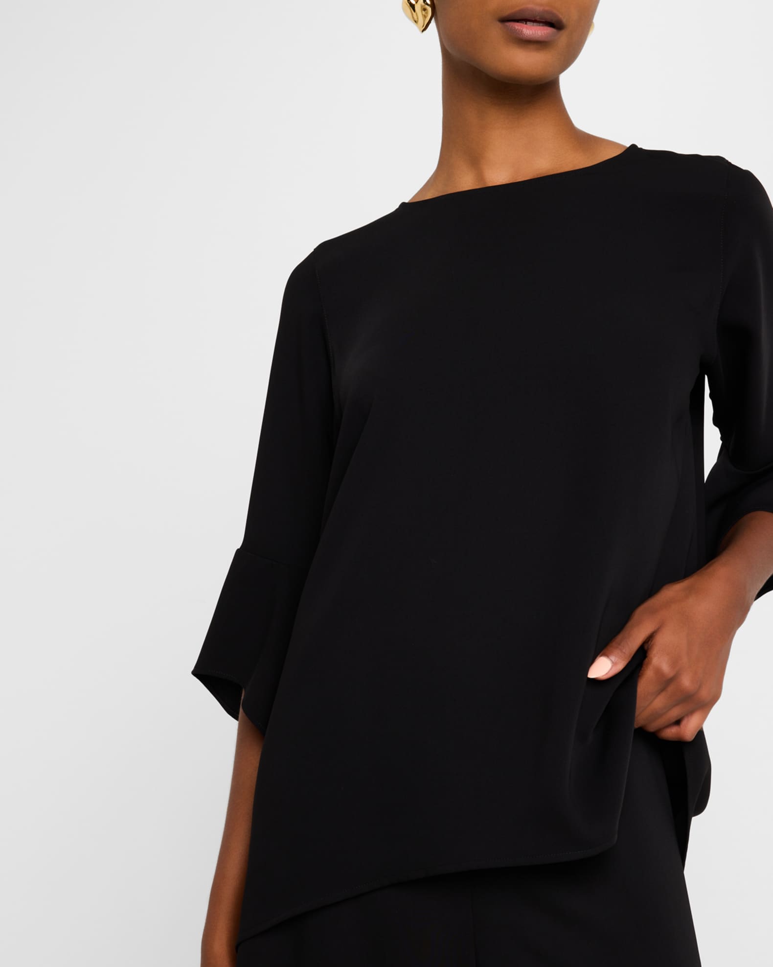 Caroline Rose Julia Bell-Sleeve Crepe Tunic | Neiman Marcus
