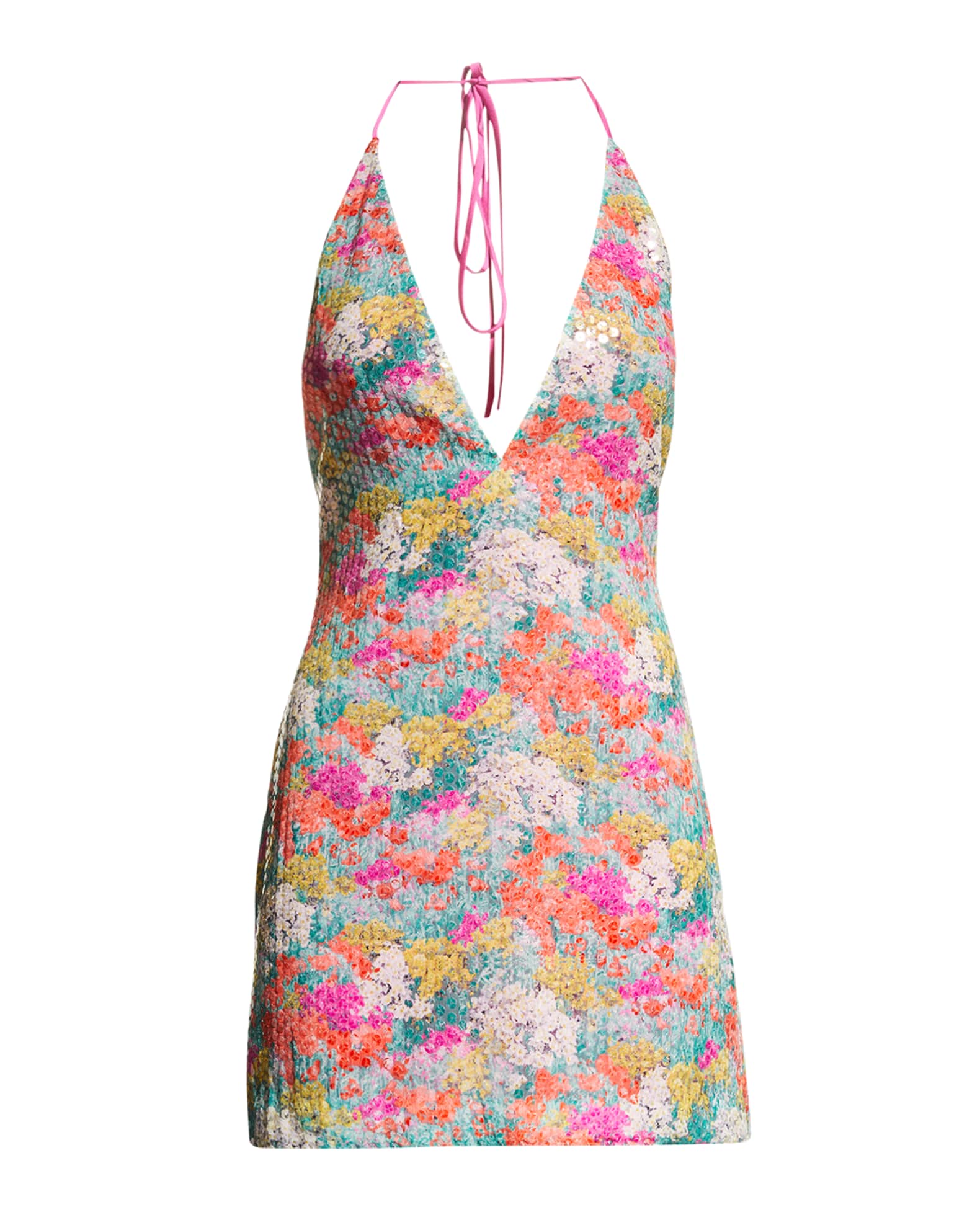 Ramy Brook Roberta Sequin Halter Mini Dress | Neiman Marcus