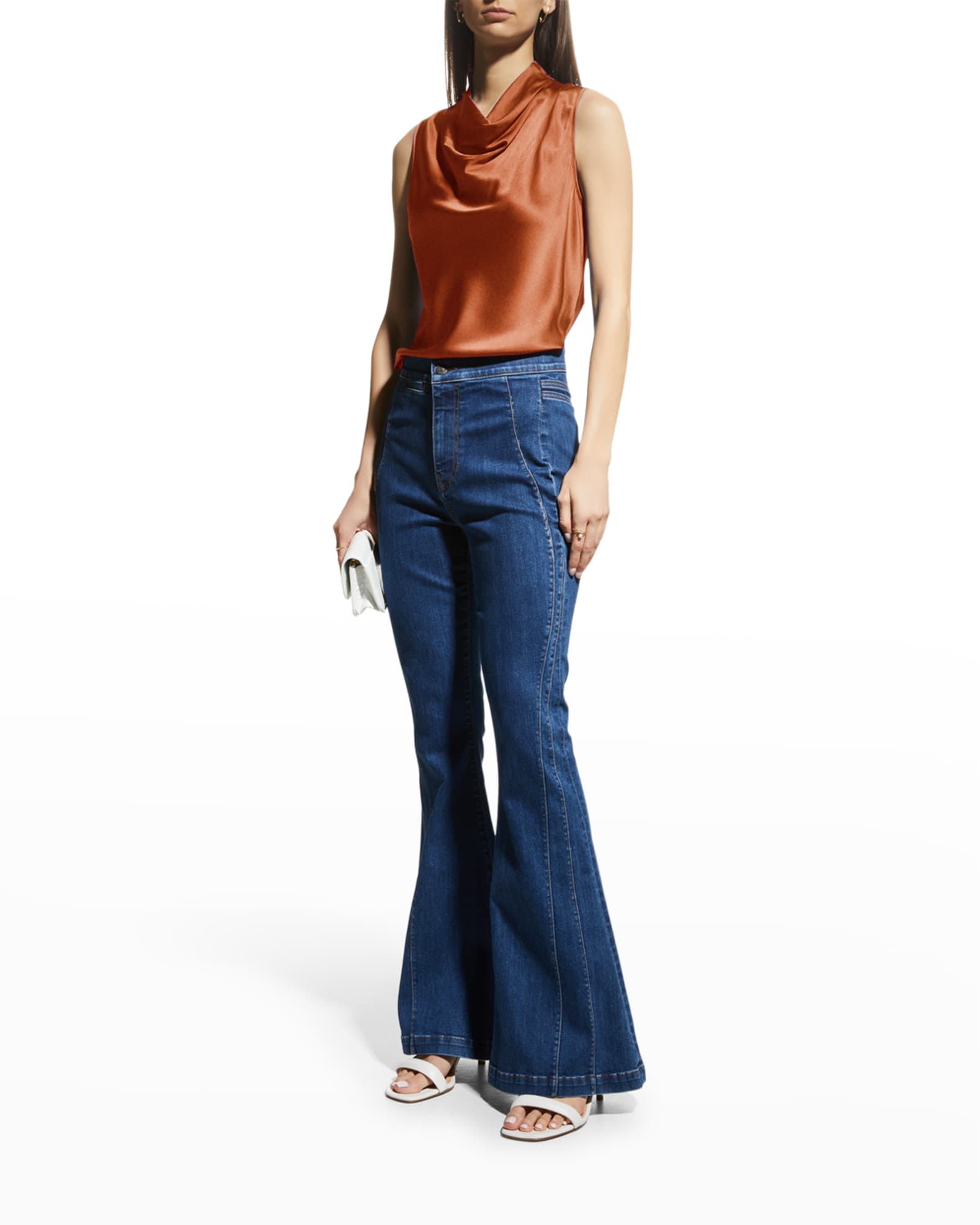 Veronica Beard Tam Silk Sleeveless Cowl Neck Top | Neiman Marcus
