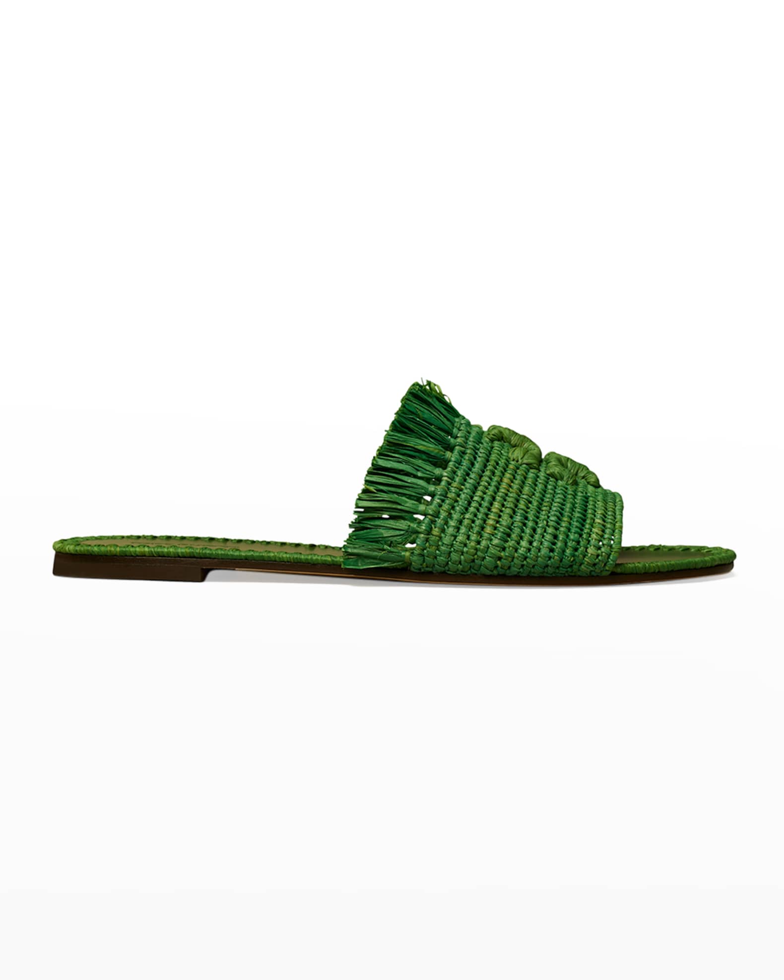 Tory Burch Eleanor Raffia Double T Slide Sandals | Neiman Marcus