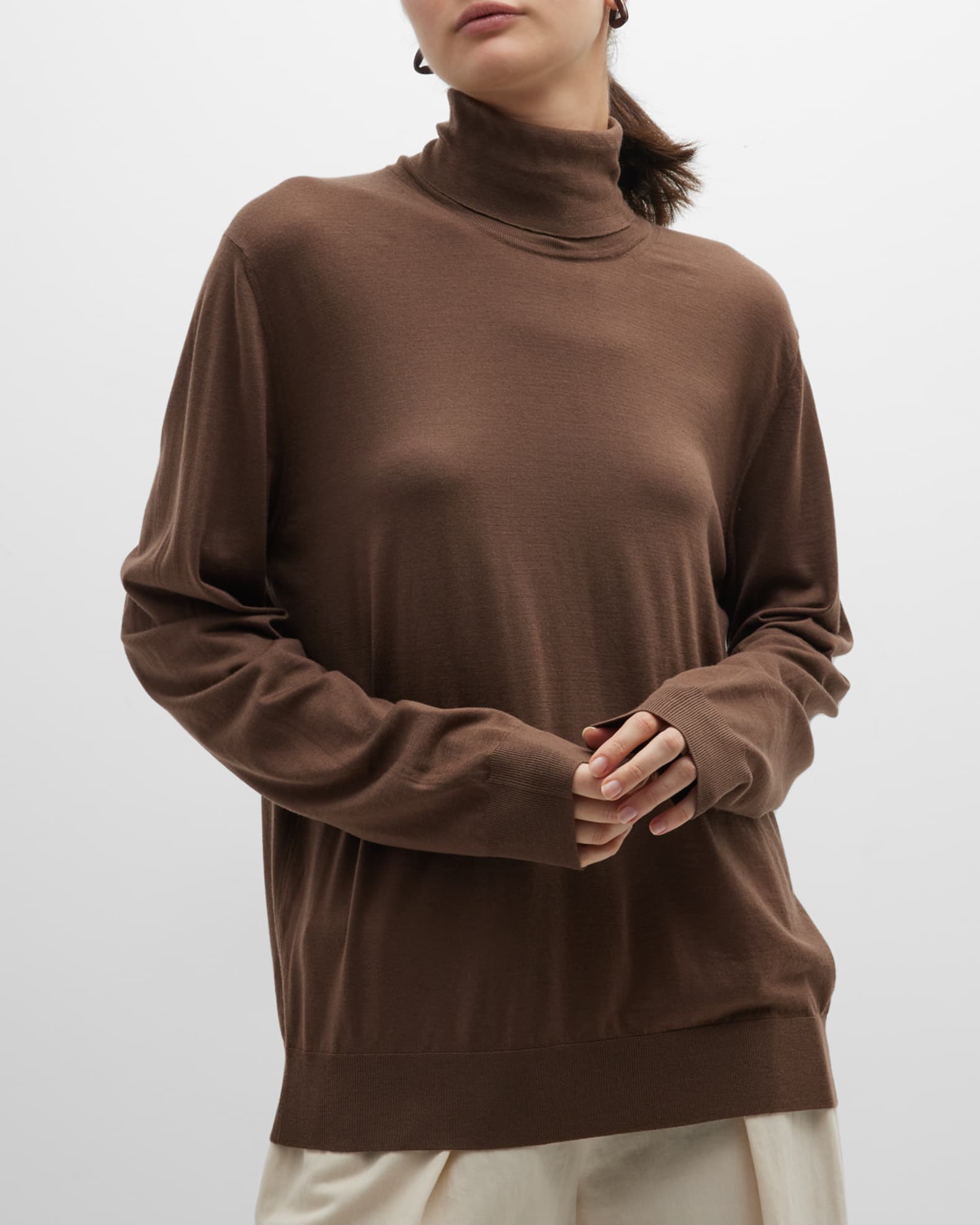 THE ROW Elam Turtleneck Wool Top | Neiman Marcus