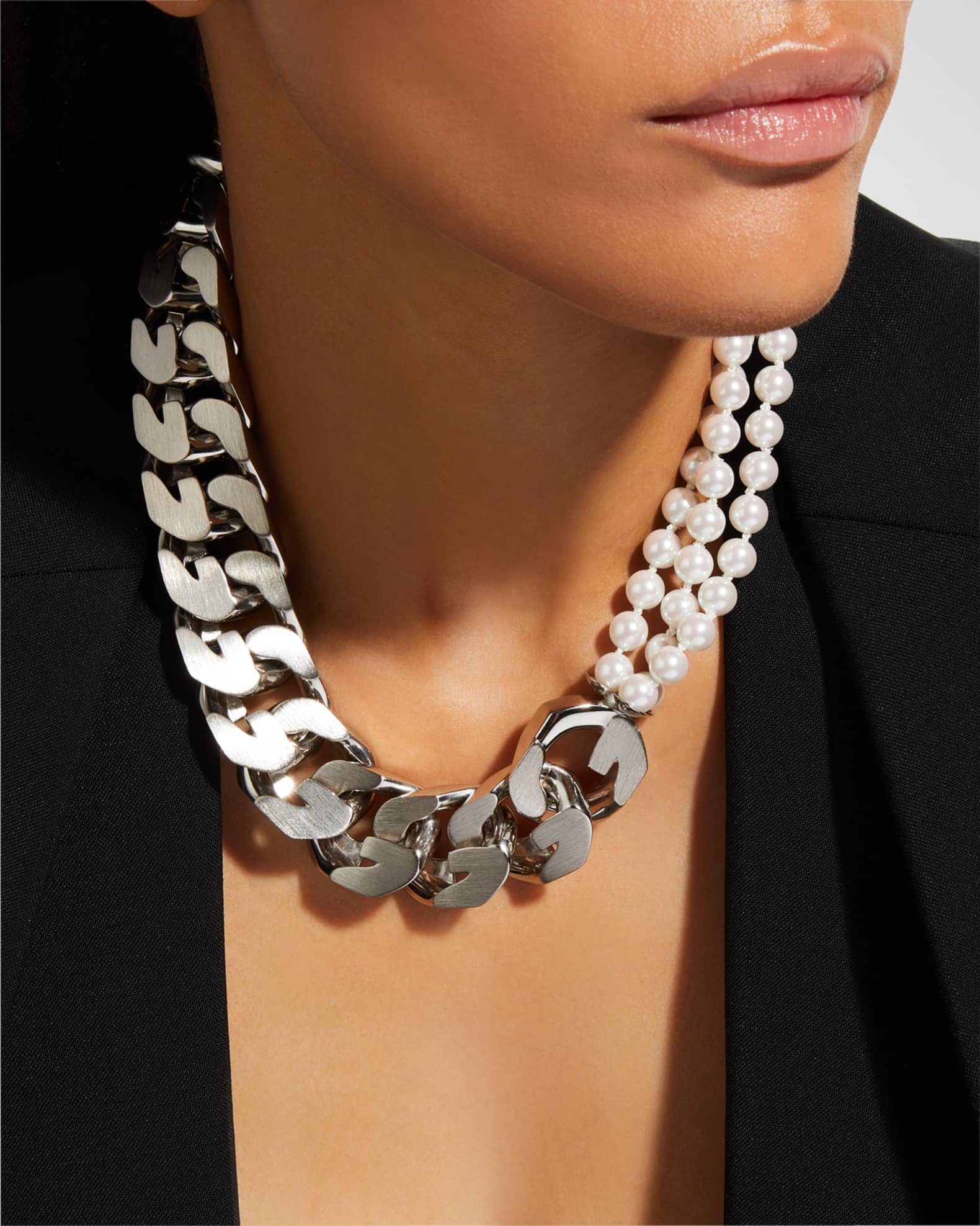 Givenchy G-Chain Medium Pearly Necklace | Neiman Marcus