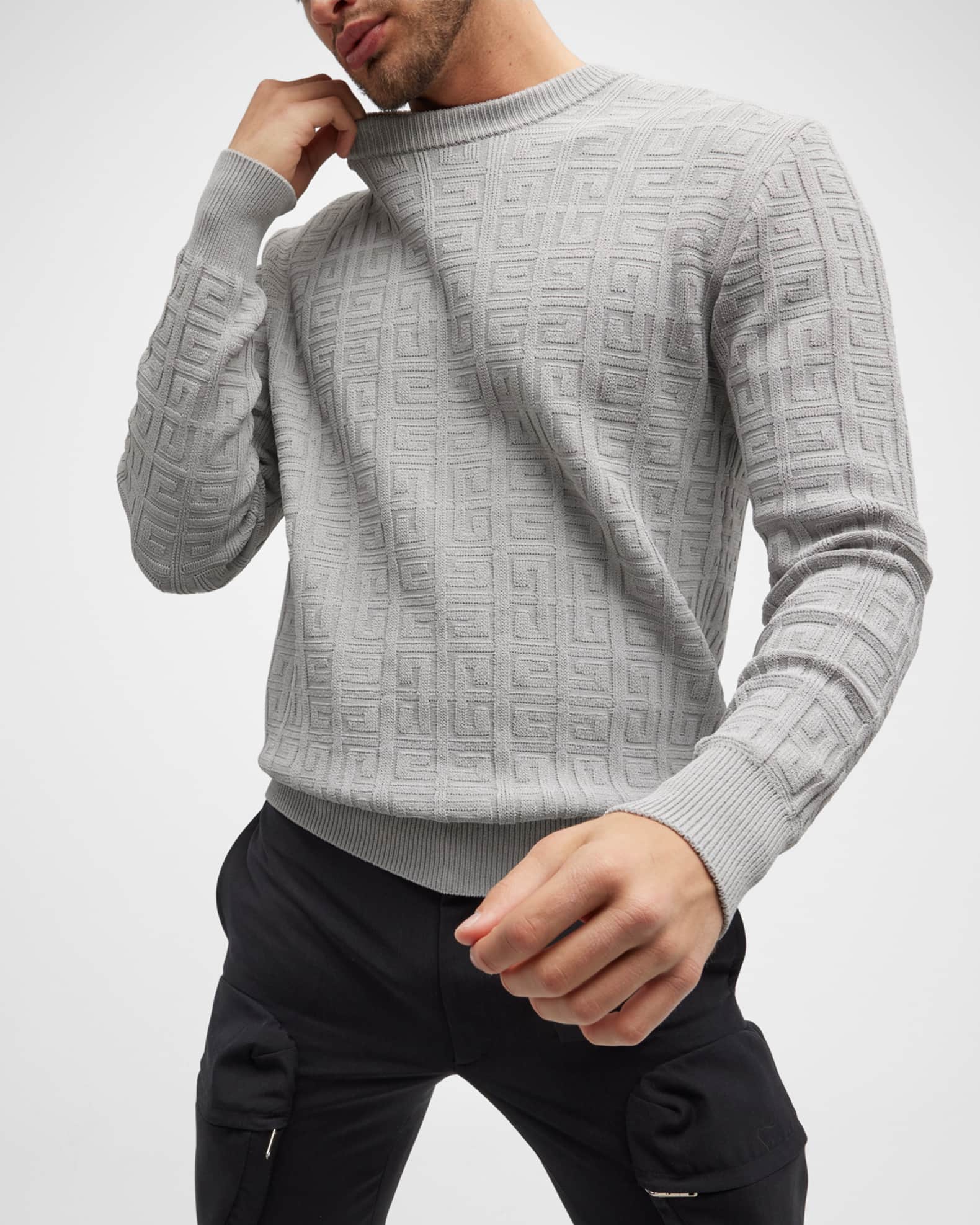 Givenchy Men's Textured 4G Crew Sweater | Neiman Marcus