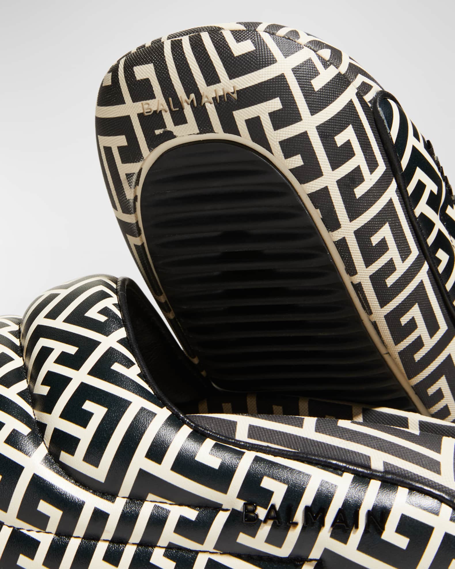 Balmain B It Quilted Monogram Slide Sandals | Neiman Marcus