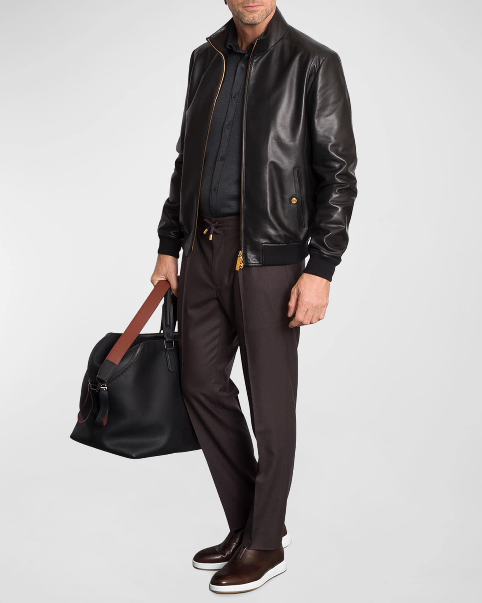 Stefano Ricci Men's Leather Bomber Jacket | Neiman Marcus