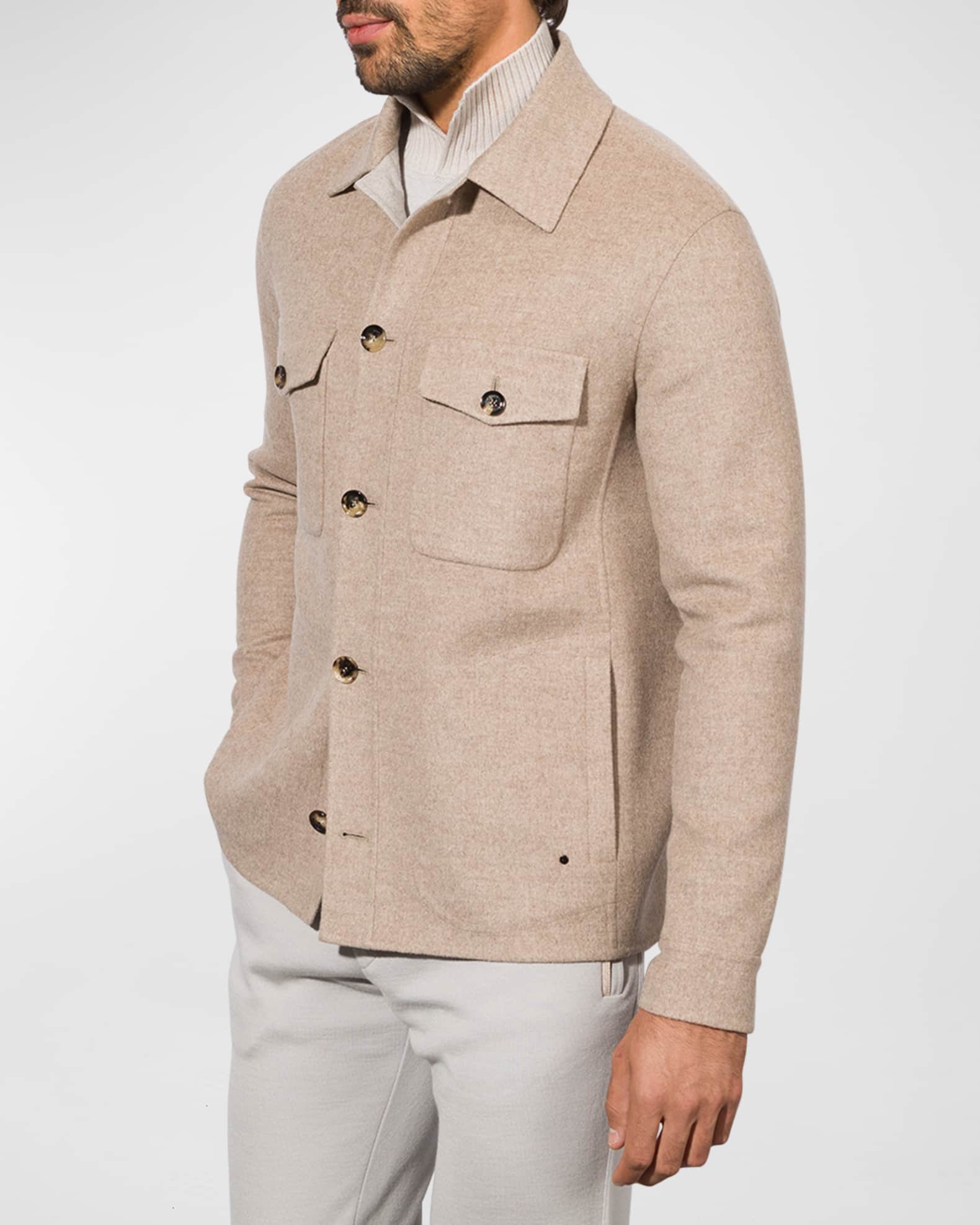 Stefano Ricci Men's Wool-Cashmere Double Face Overshirt | Neiman Marcus