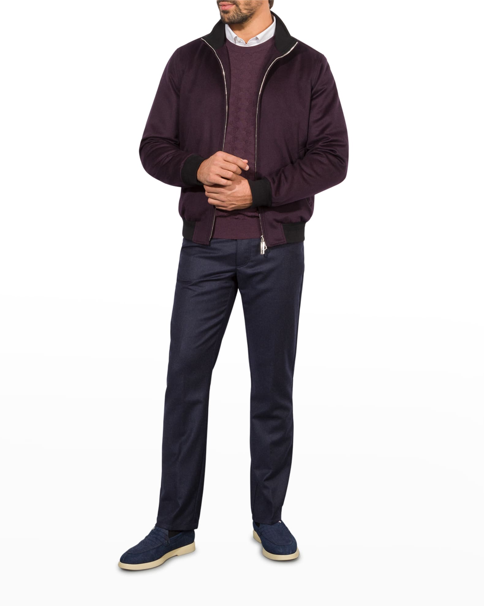Stefano Ricci Men's Cashmere Zip Bomber Jacket | Neiman Marcus