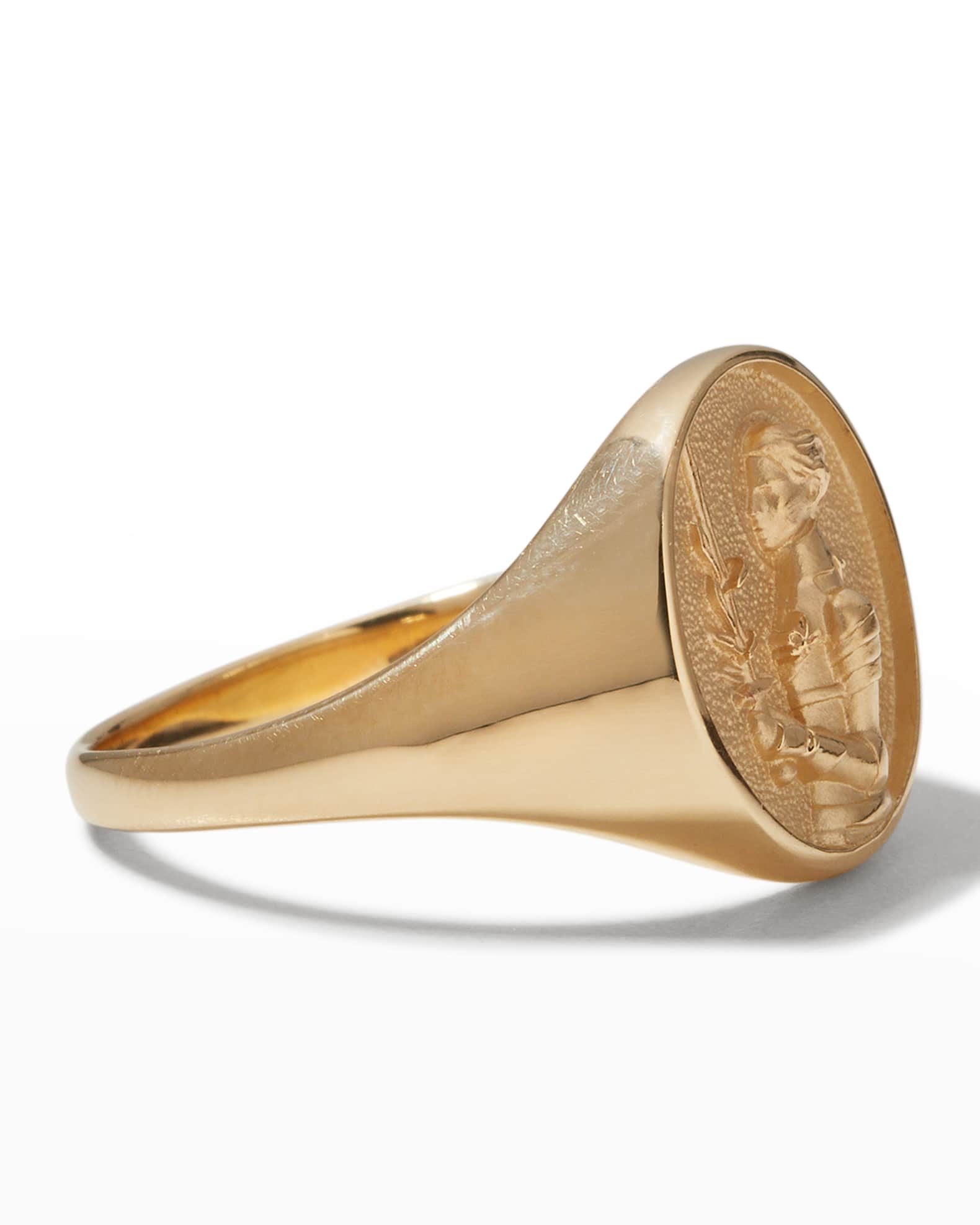 Awe Inspired 14k Yellow Gold Joan of Arc Signet Ring | Neiman Marcus