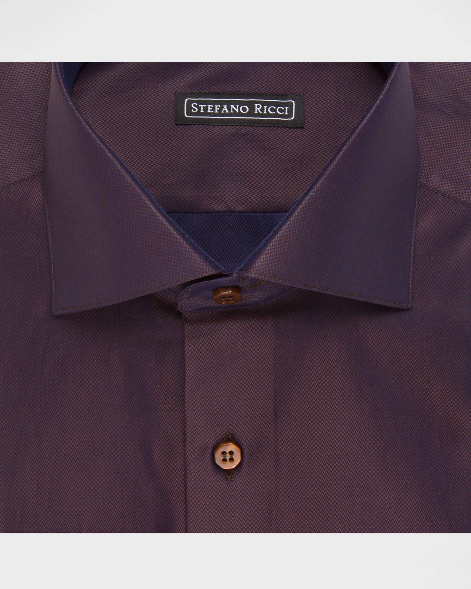 Stefano Ricci Men's Cotton Dress Shirt w/ Chest Pocket | Neiman Marcus