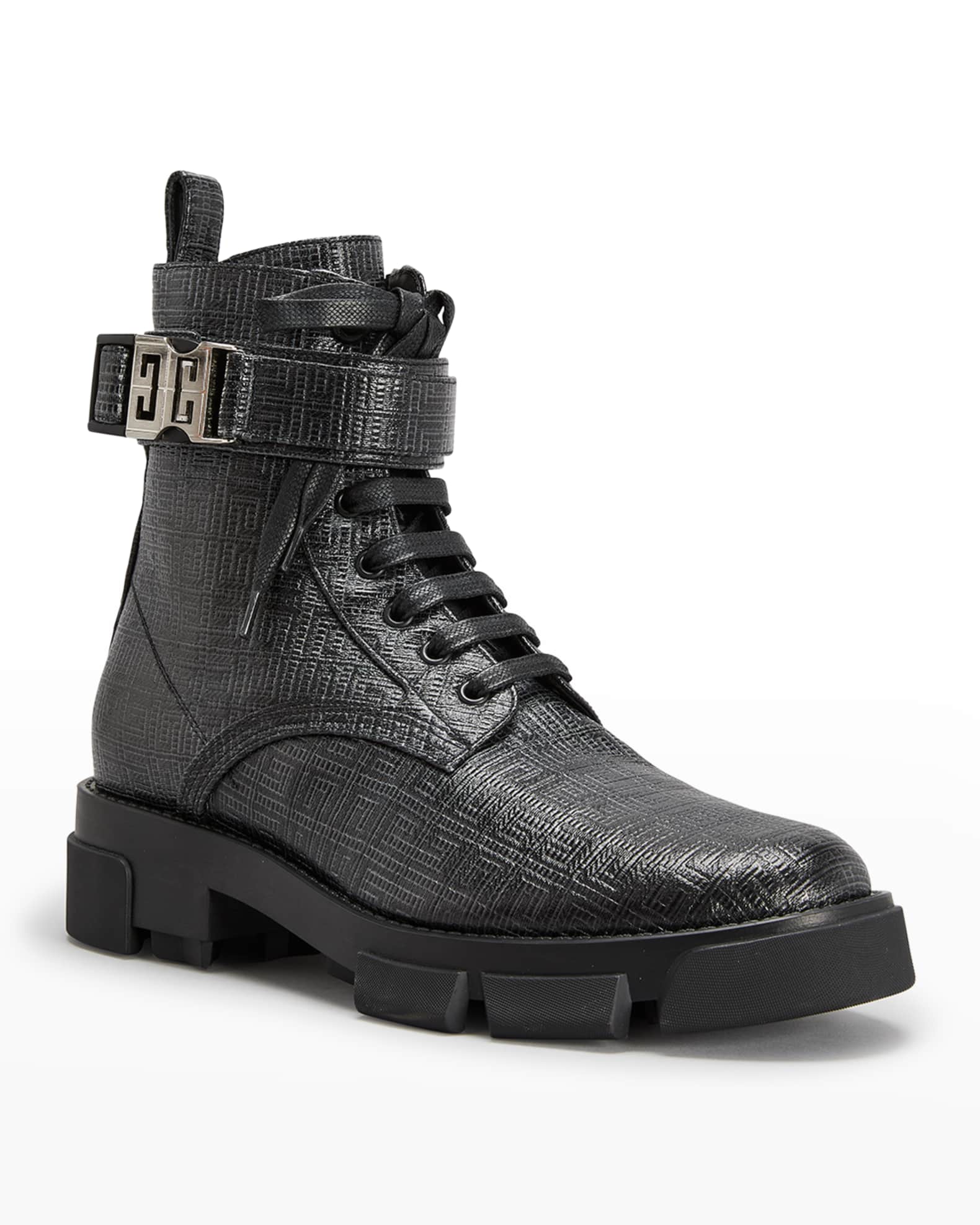 Givenchy Men's Terra Leather Lace-Up Ankle Boots | Neiman Marcus