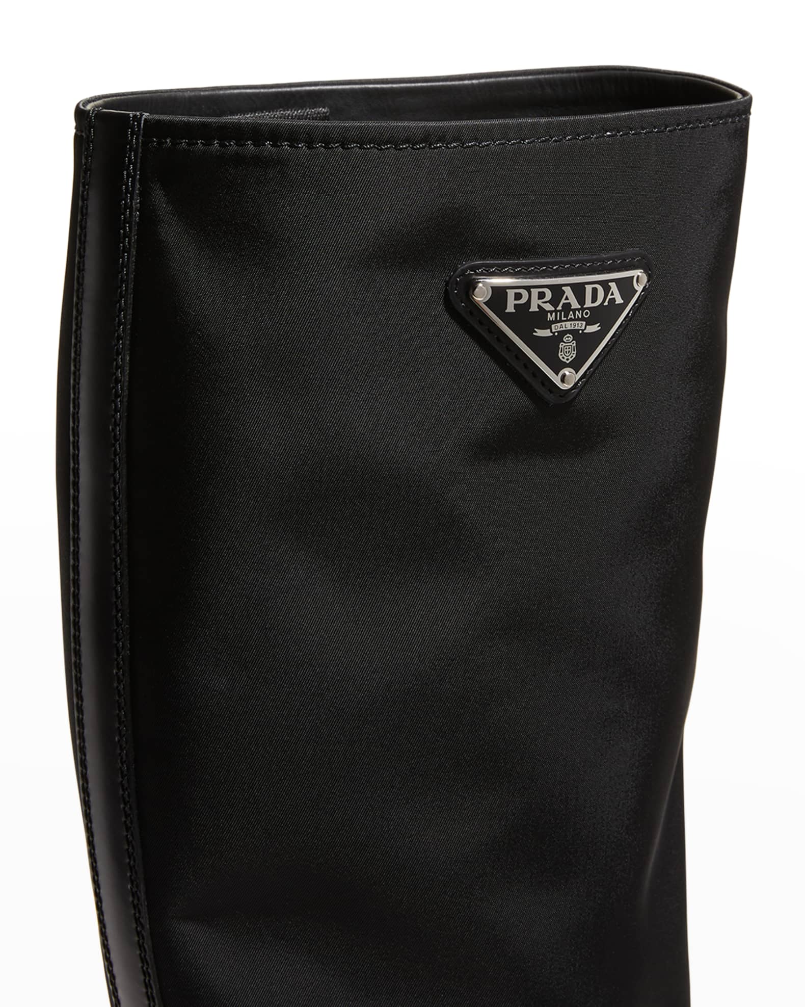 Prada Monolith Nylon Tall Riding Boots | Neiman Marcus
