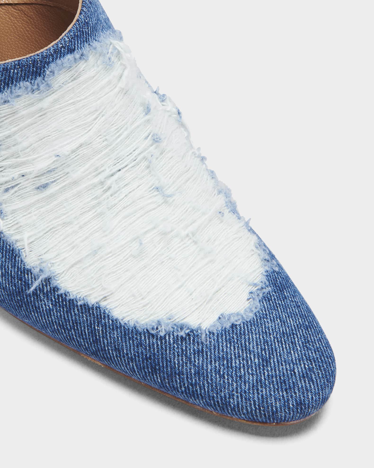 Loewe Ripped Denim Stiletto Mules | Neiman Marcus