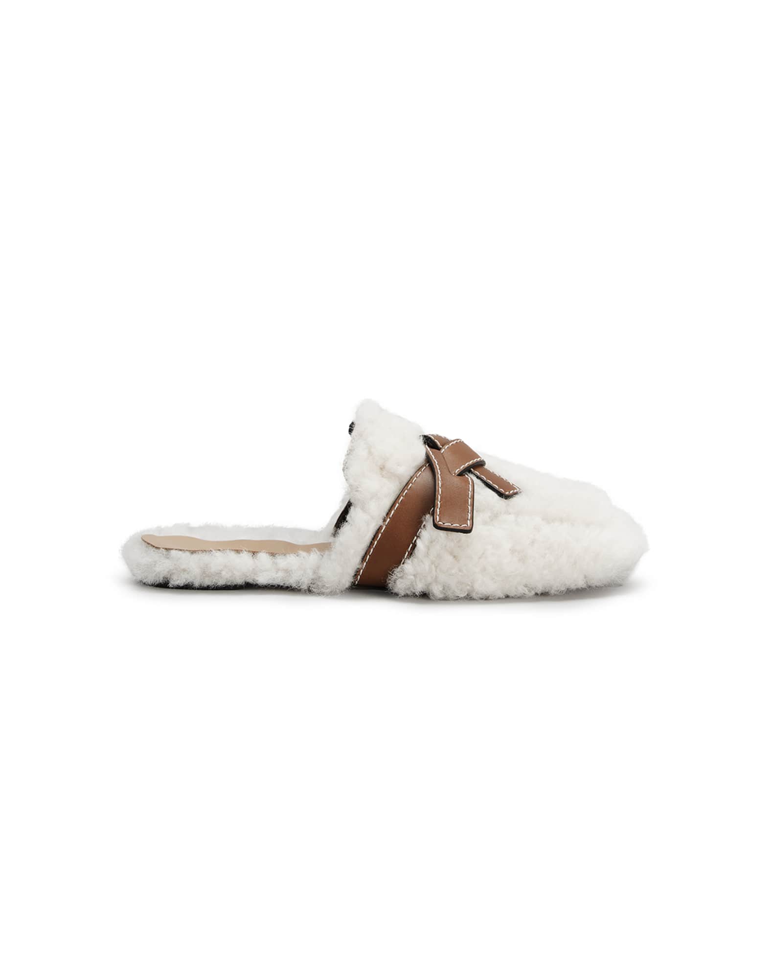 Loewe Gate Shearling Leather Flat Mules | Neiman Marcus