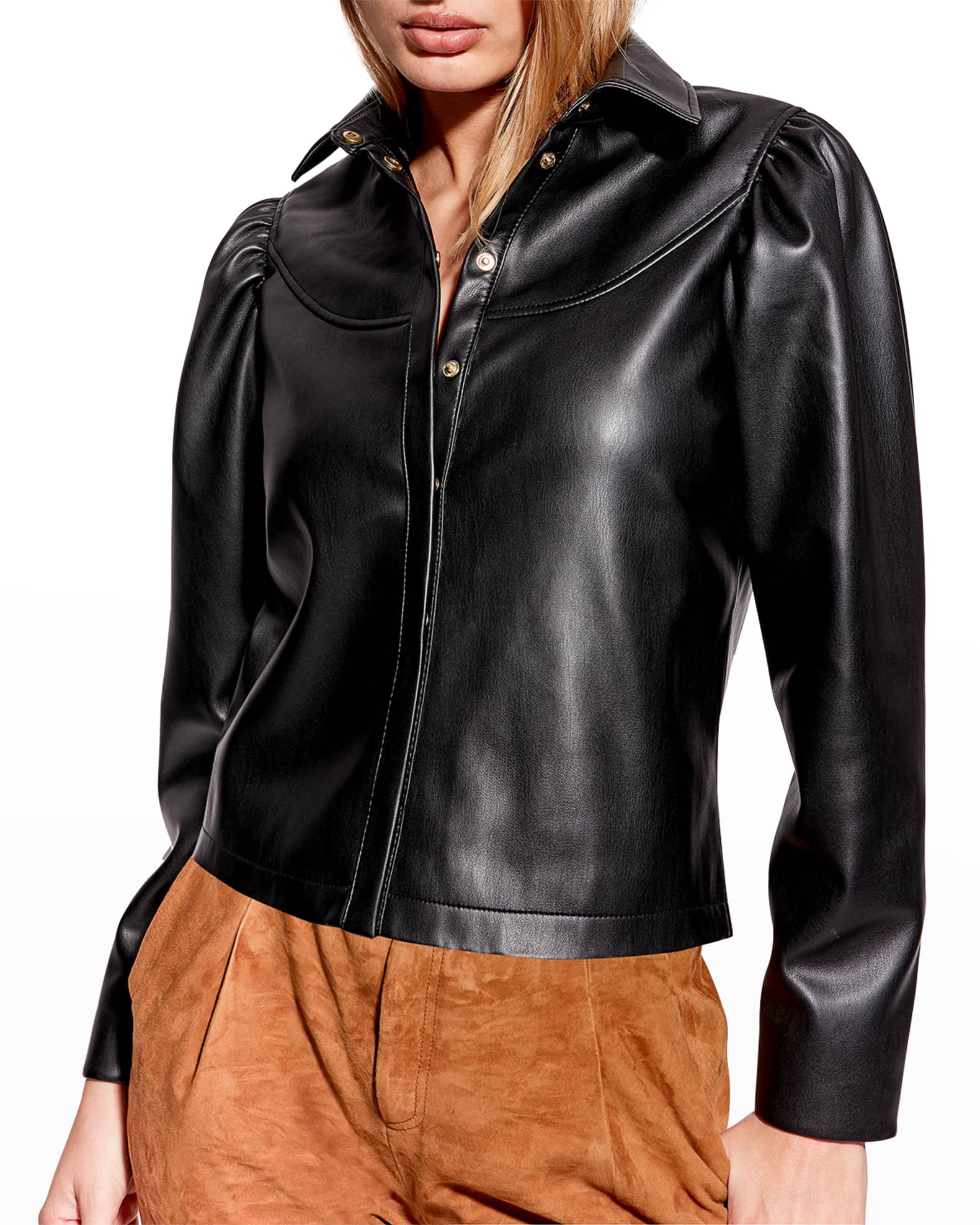AS by DF Fallon Recycled Leather Shacket | Neiman Marcus