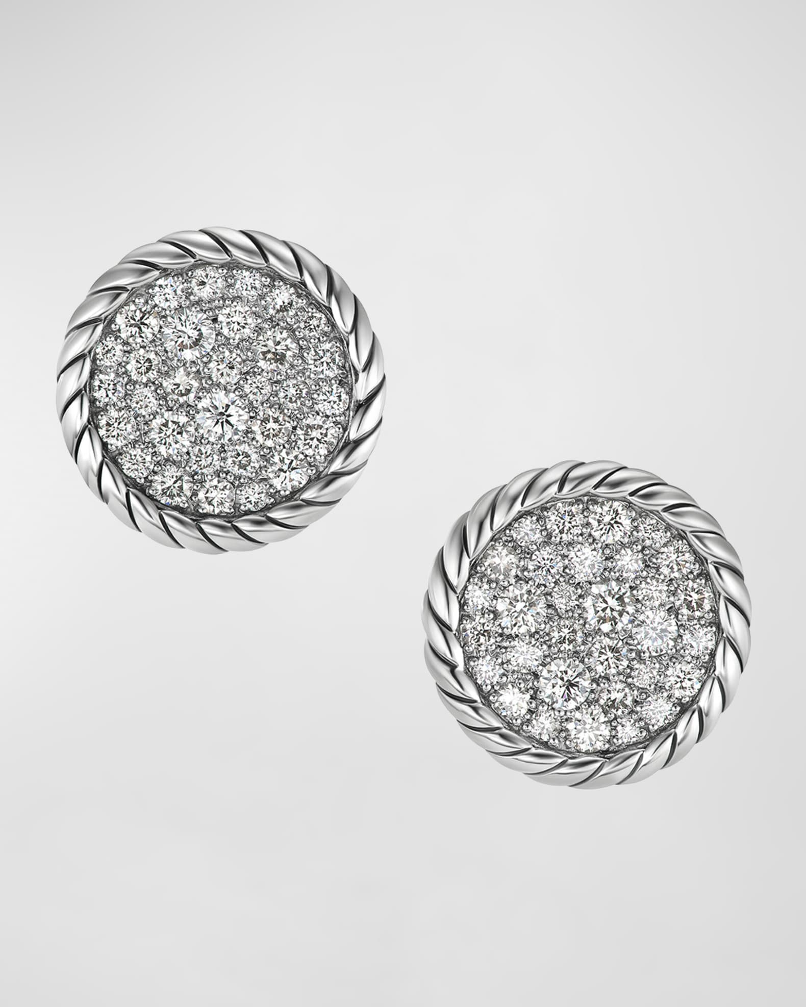 David Yurman Elements Earrings with Diamonds in Silver, 0.5" | Neiman ...