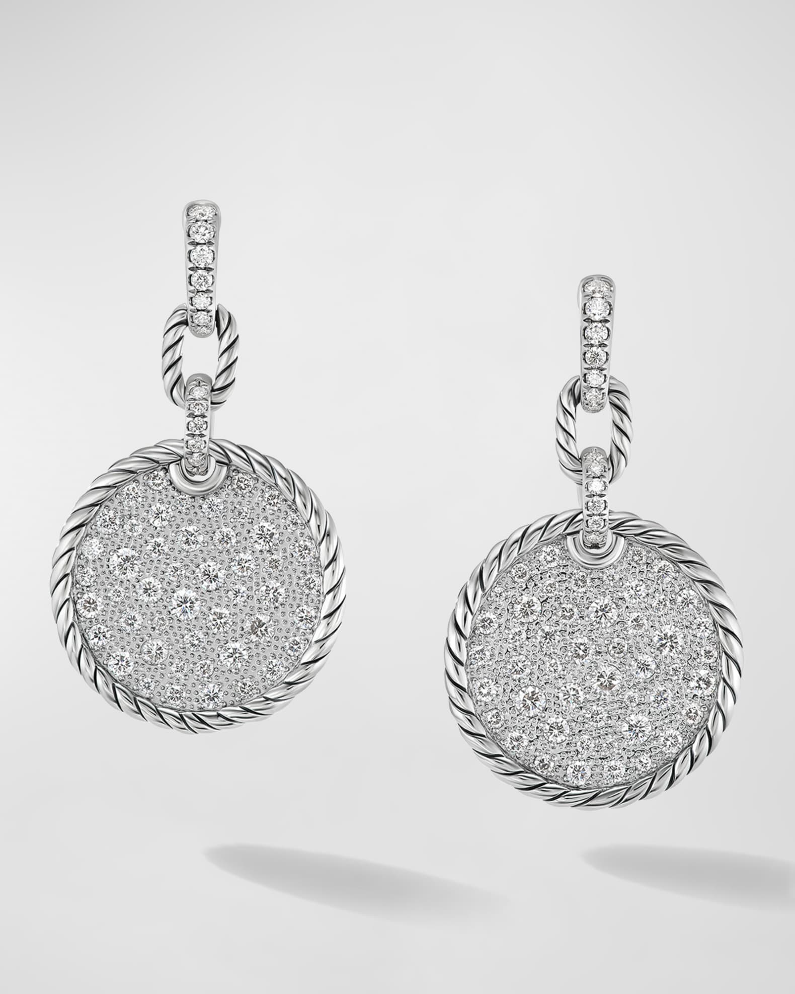 David Yurman Elements Earrings with Diamonds in Silver, 0.75" | Neiman ...