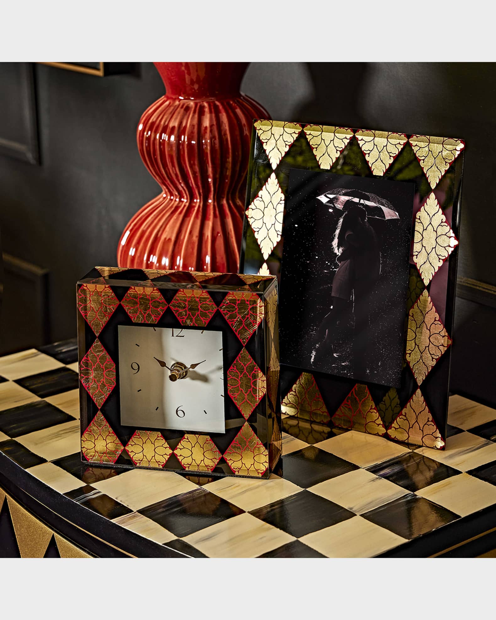 MacKenzie-Childs 6"Sq. Evenfall Desk Clock | Neiman Marcus