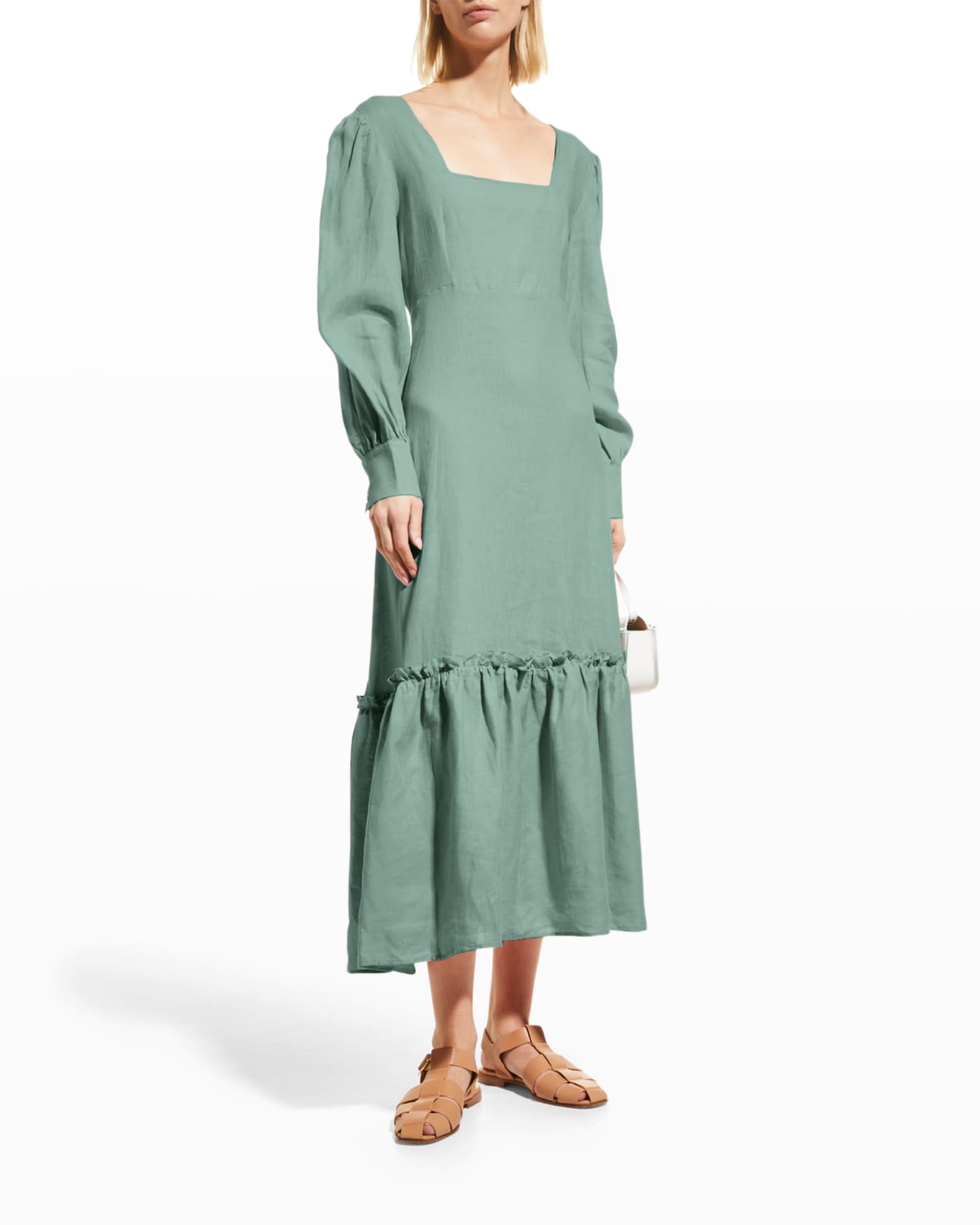 Harshman Bloom Flounce-Ruffle Dress | Neiman Marcus