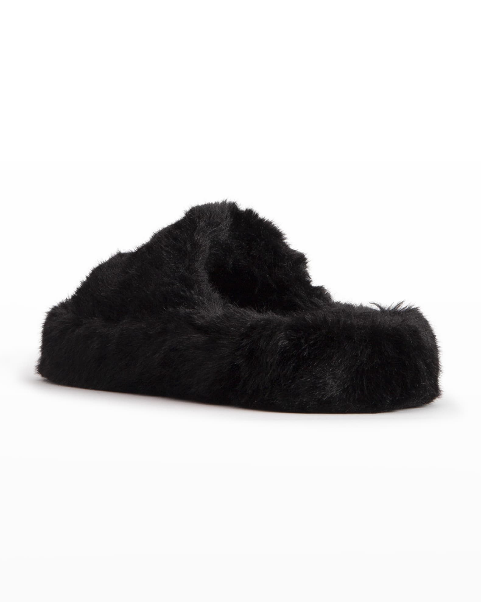Dolce&Gabbana Men's Beachwear DG-Logo Faux Fur Slides | Neiman Marcus