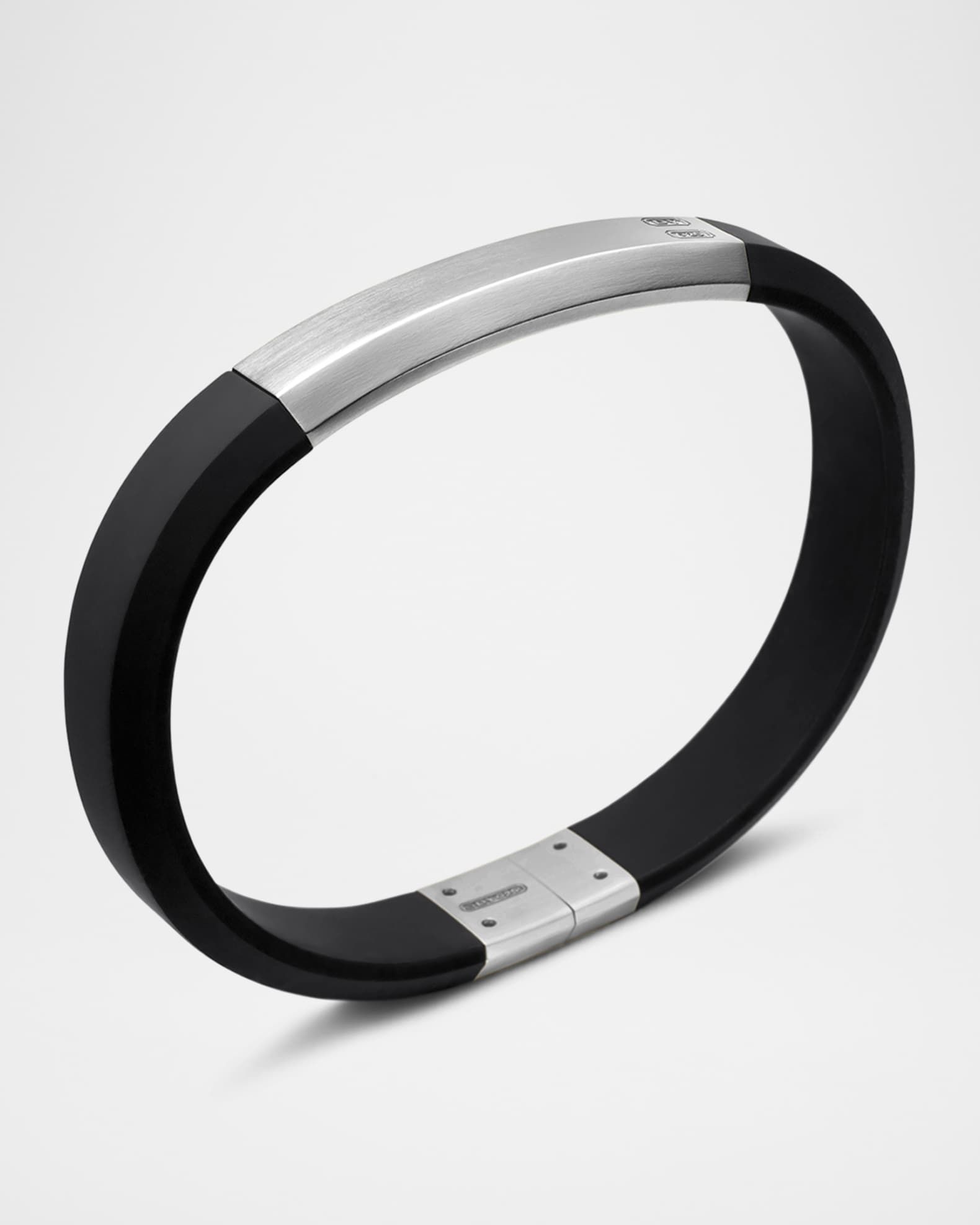 David Yurman 10mm Streamline ID Rubber Bracelet Black Onyx Silver