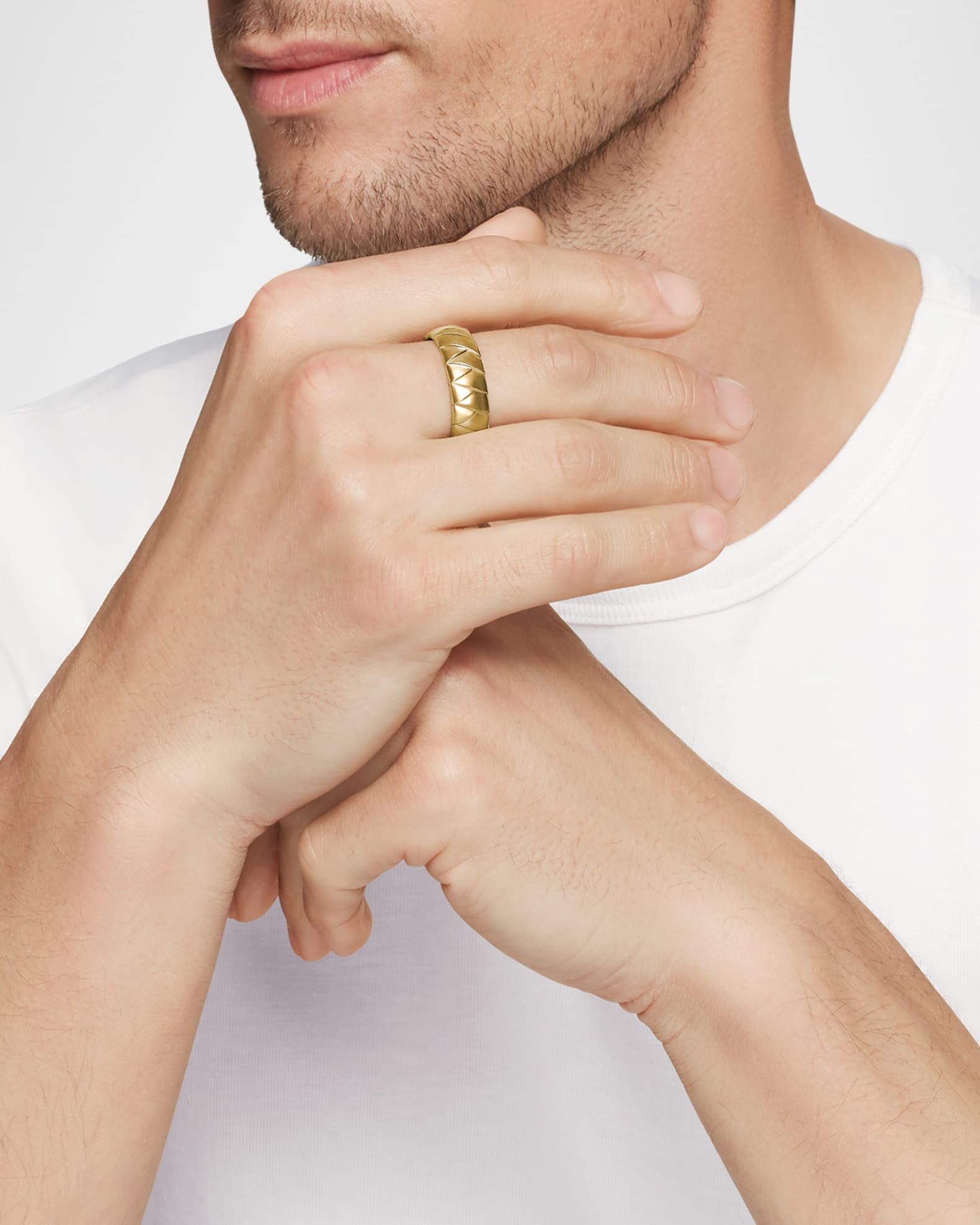 David Yurman Men's Cairo Wrap Band Ring in 18K Gold, 8mm | Neiman Marcus