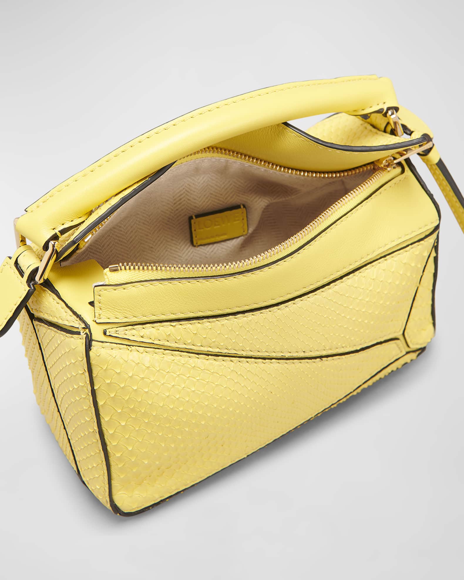 Loewe Puzzle Mini Snakeskin Satchel Bag | Neiman Marcus