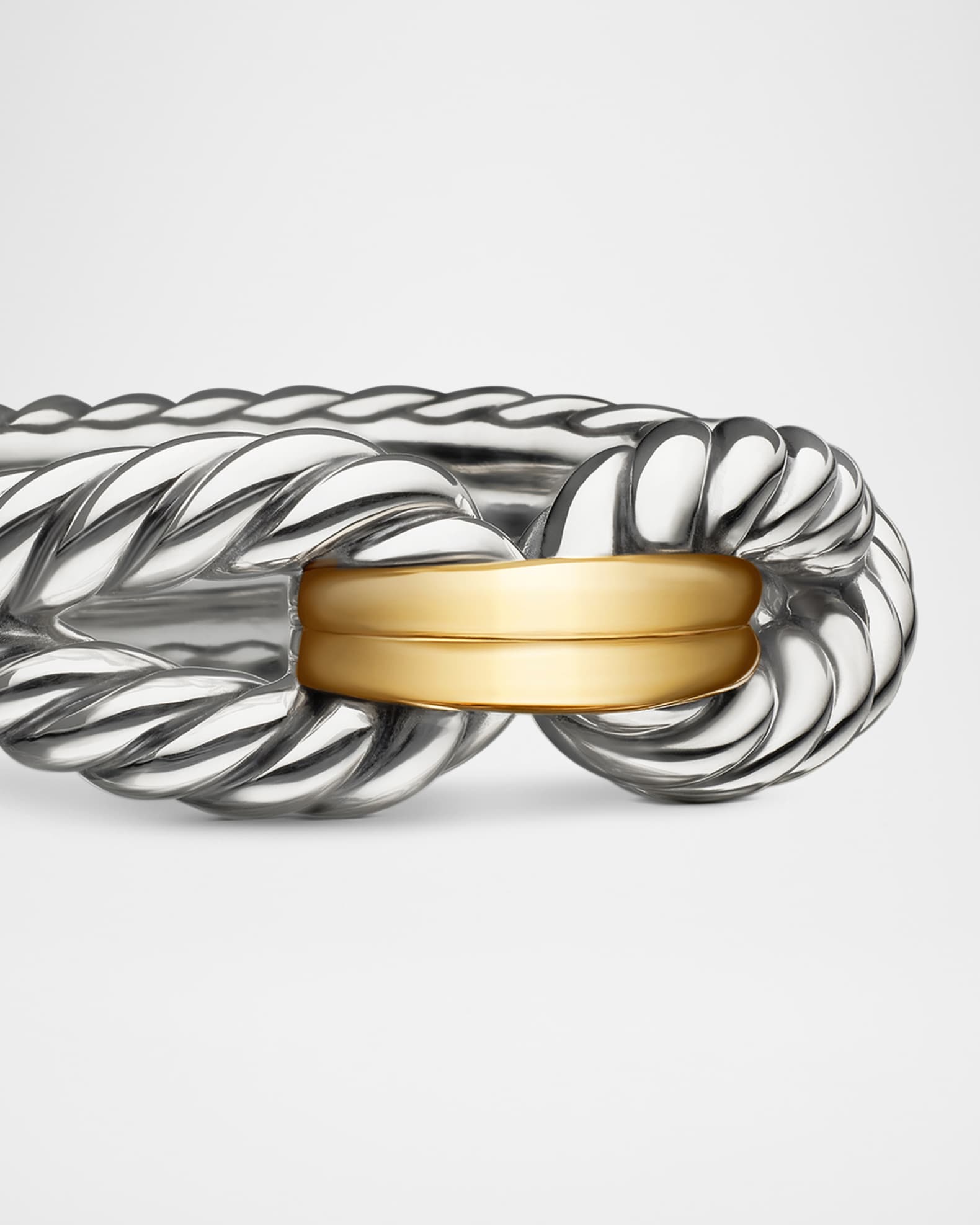 David Yurman Cable Loop Ring in Silver with 18K Gold, 8mm | Neiman Marcus