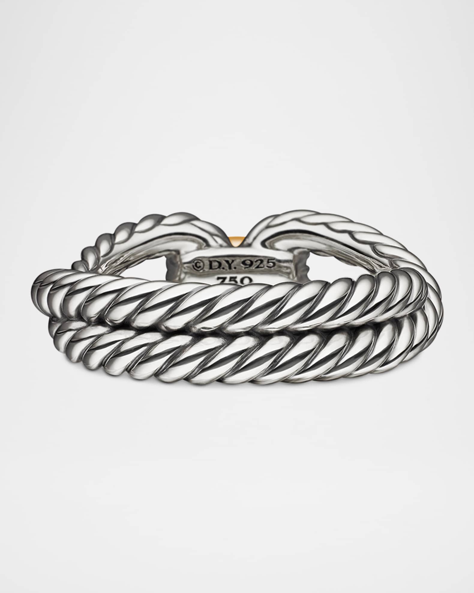 David Yurman Cable Loop Ring in Silver with 18K Gold, 8mm | Neiman Marcus